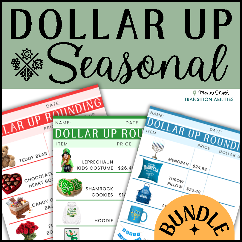 SEASONAL DOLLAR UP | Money Math Print & Digital | Life Skills Worksheet ...