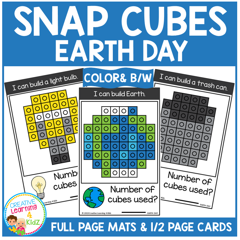 Earth Day Snap Cube Build & Count Activity Math & Fine Motor Skills STEM