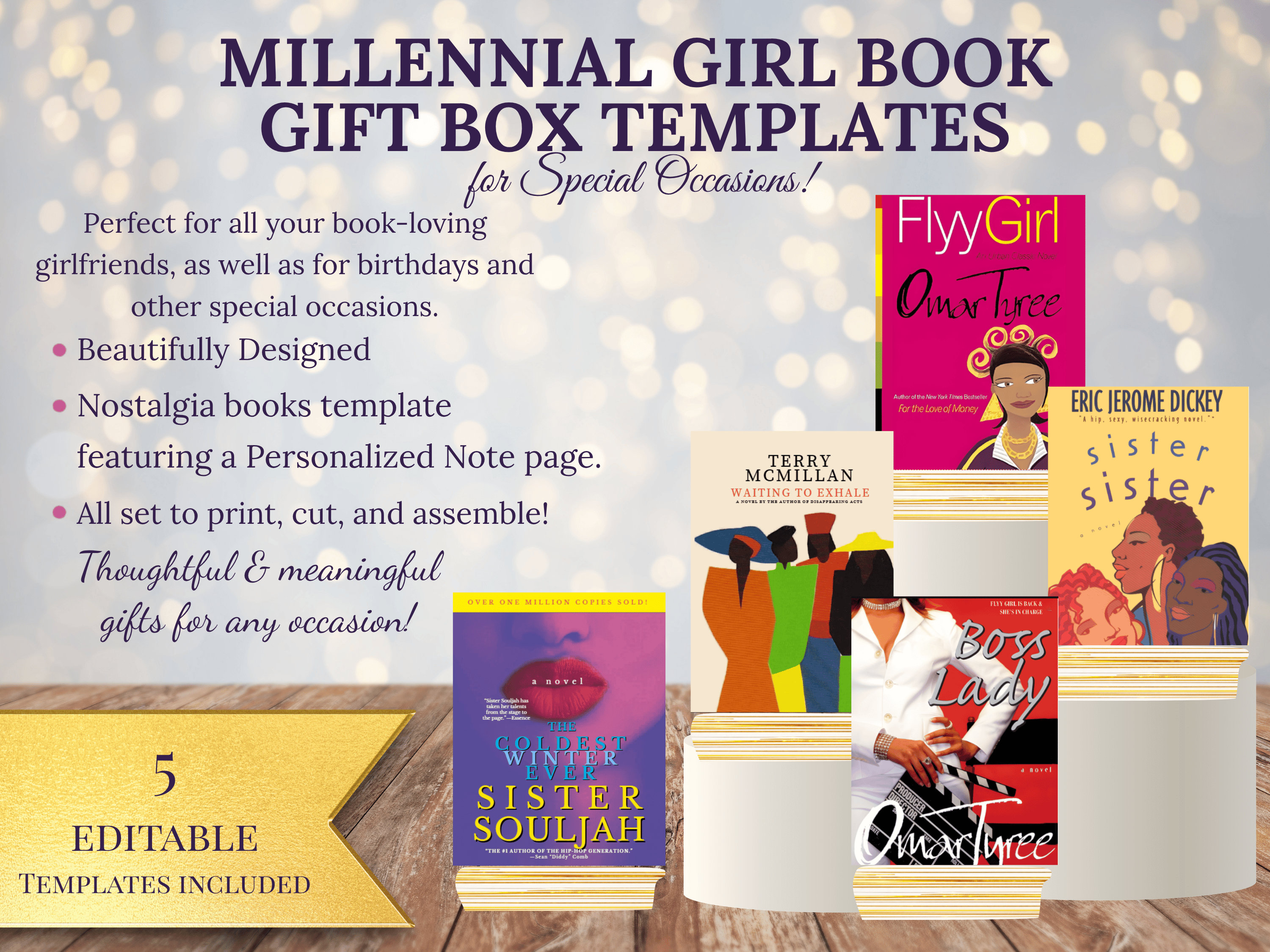 Millennial Girl Book Gift Box Templates Canva | Editable Book Lover ...