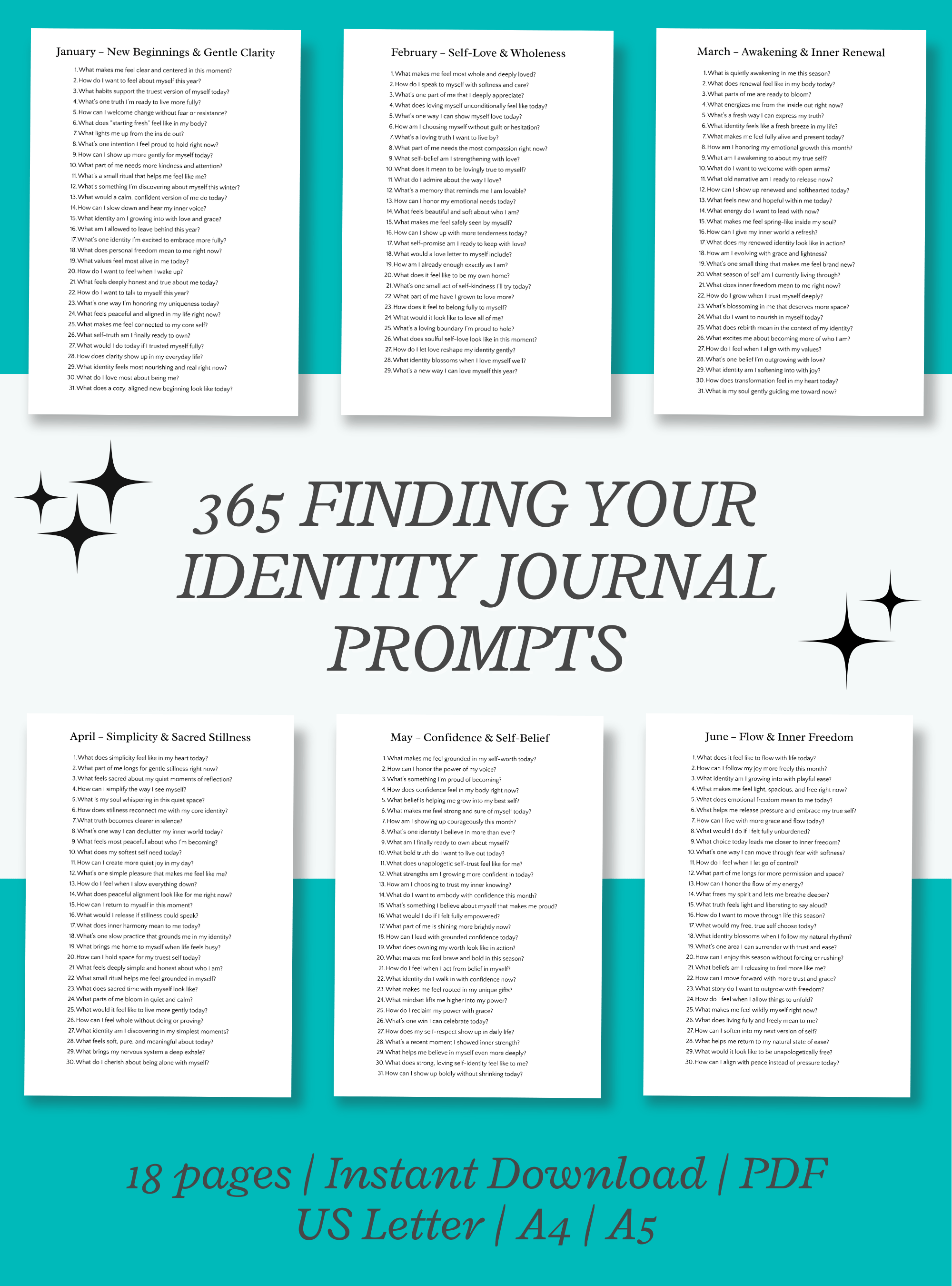365 Finding Your Identity Journal Prompts, Self Discovery Journal ...
