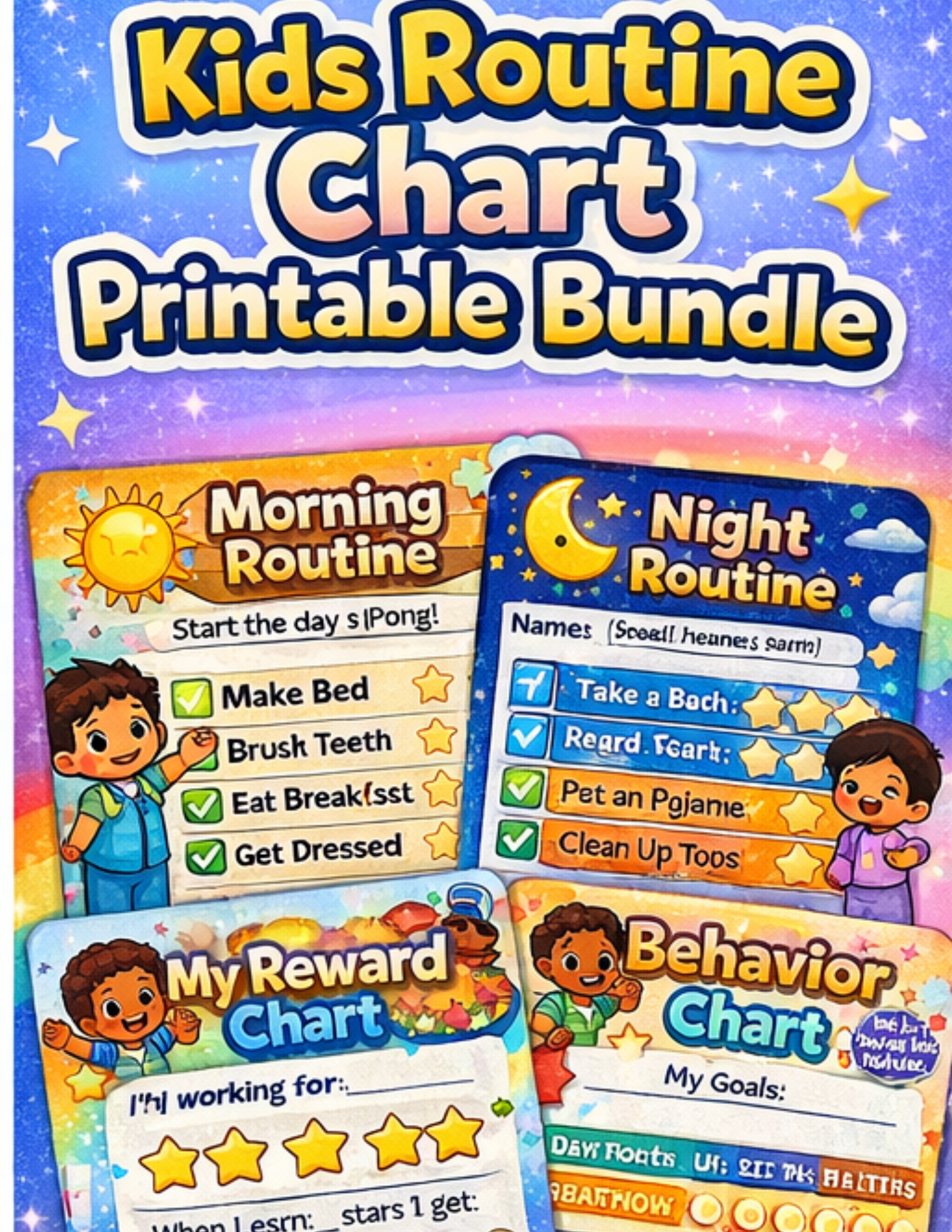 Kids Routine & Behavior Chart Bundle | Printable Charts for Kids - Payhip