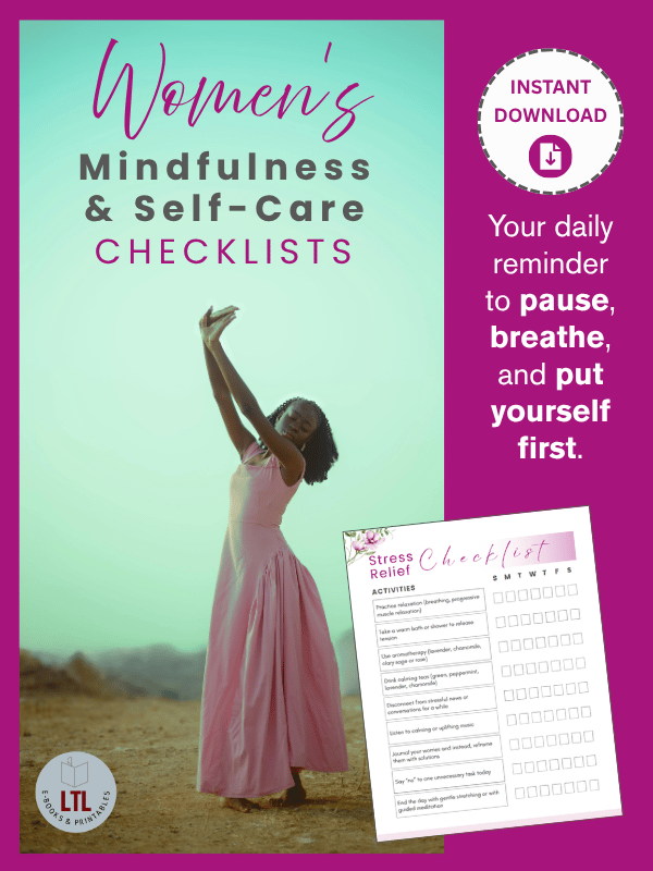 Women's Mindfulness & Self-Care Printable Checklists to Carve Out Time ...