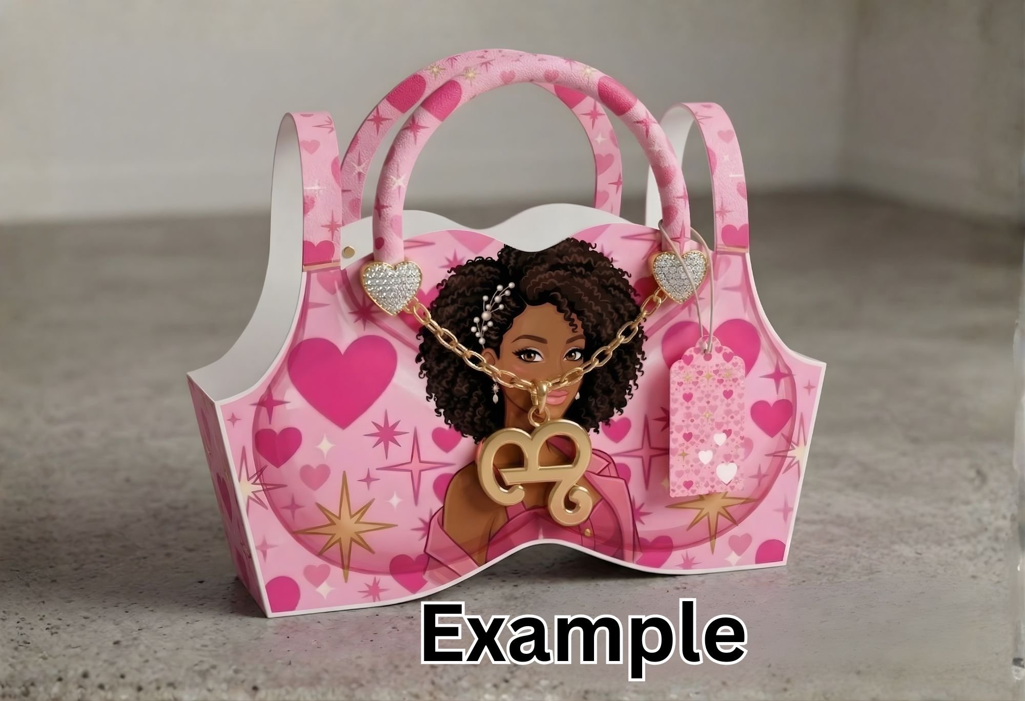 Bra Shape Party Favor Handbag Template, Black Woman Illustration Gift ...