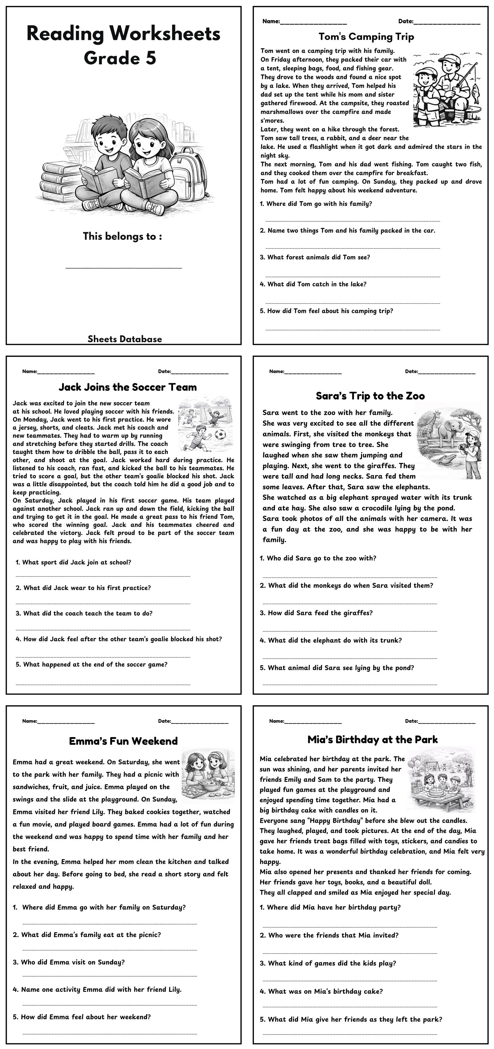 Grade 5 Reading Comprehension Worksheets - Payhip
