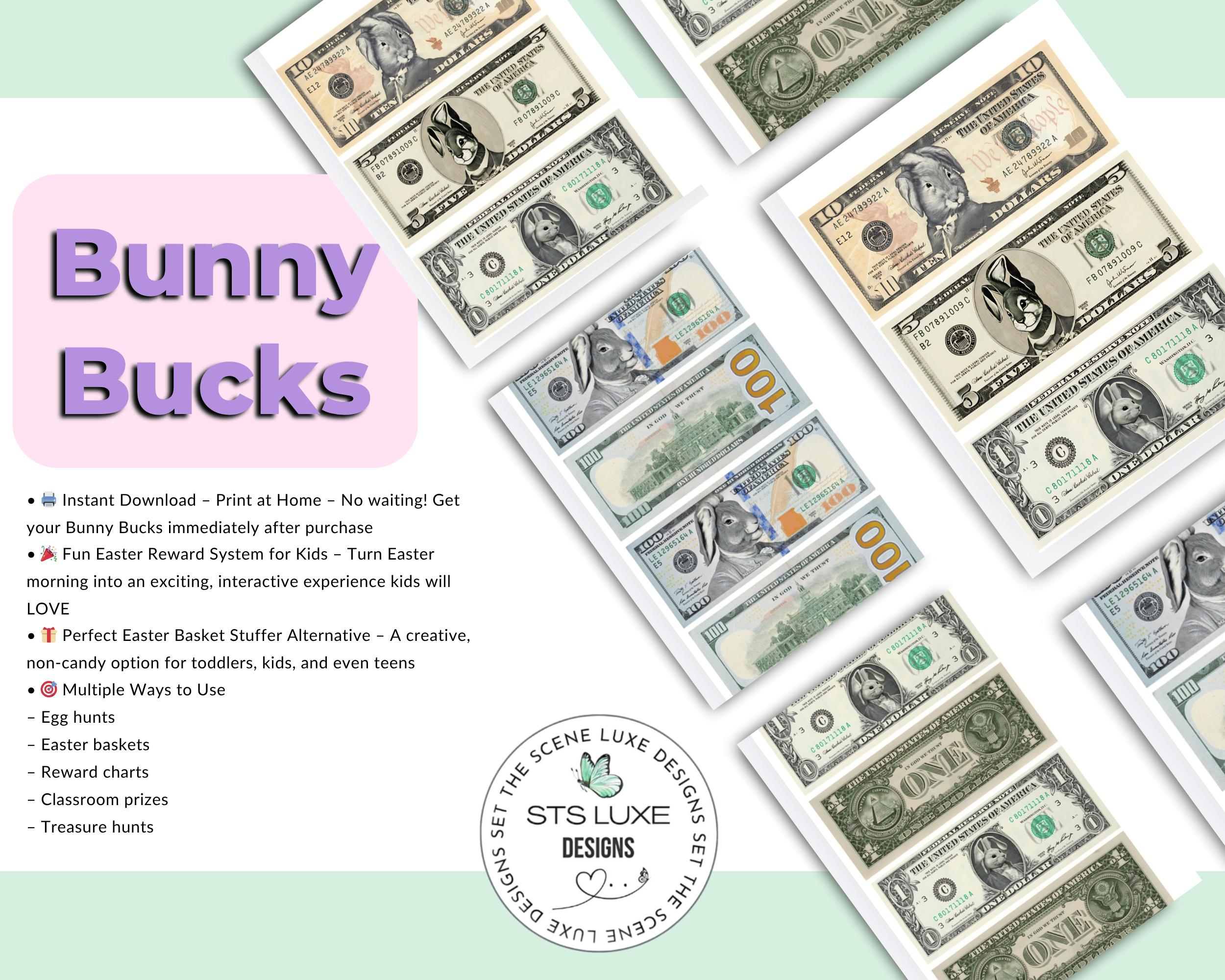Easter Bunny Bucks & Bunny Money Printable Bundle | Easter Egg Hunt ...