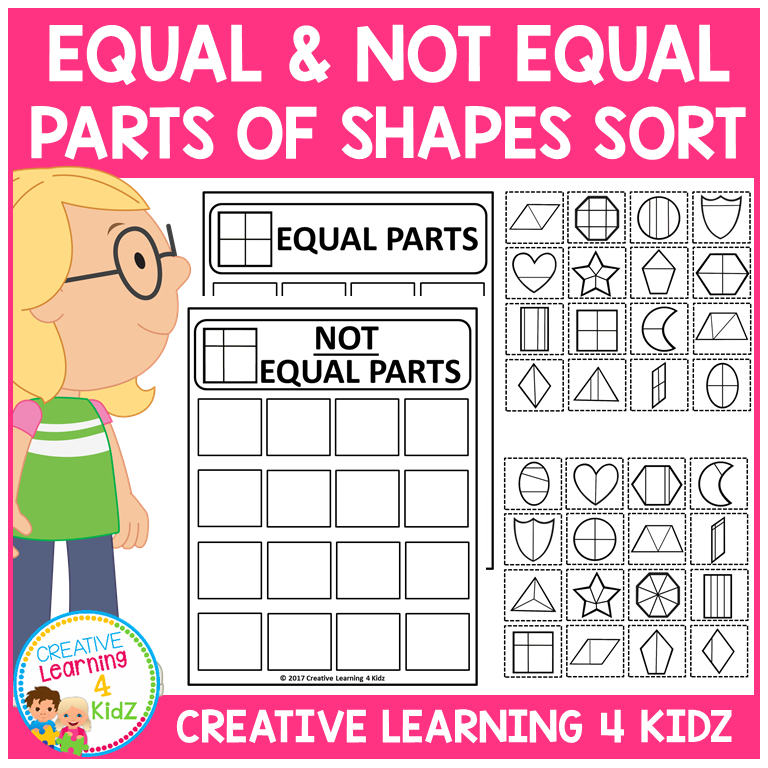 Equal and Not Equal Parts of Shapes Sorting Activity & Visual Math Practice