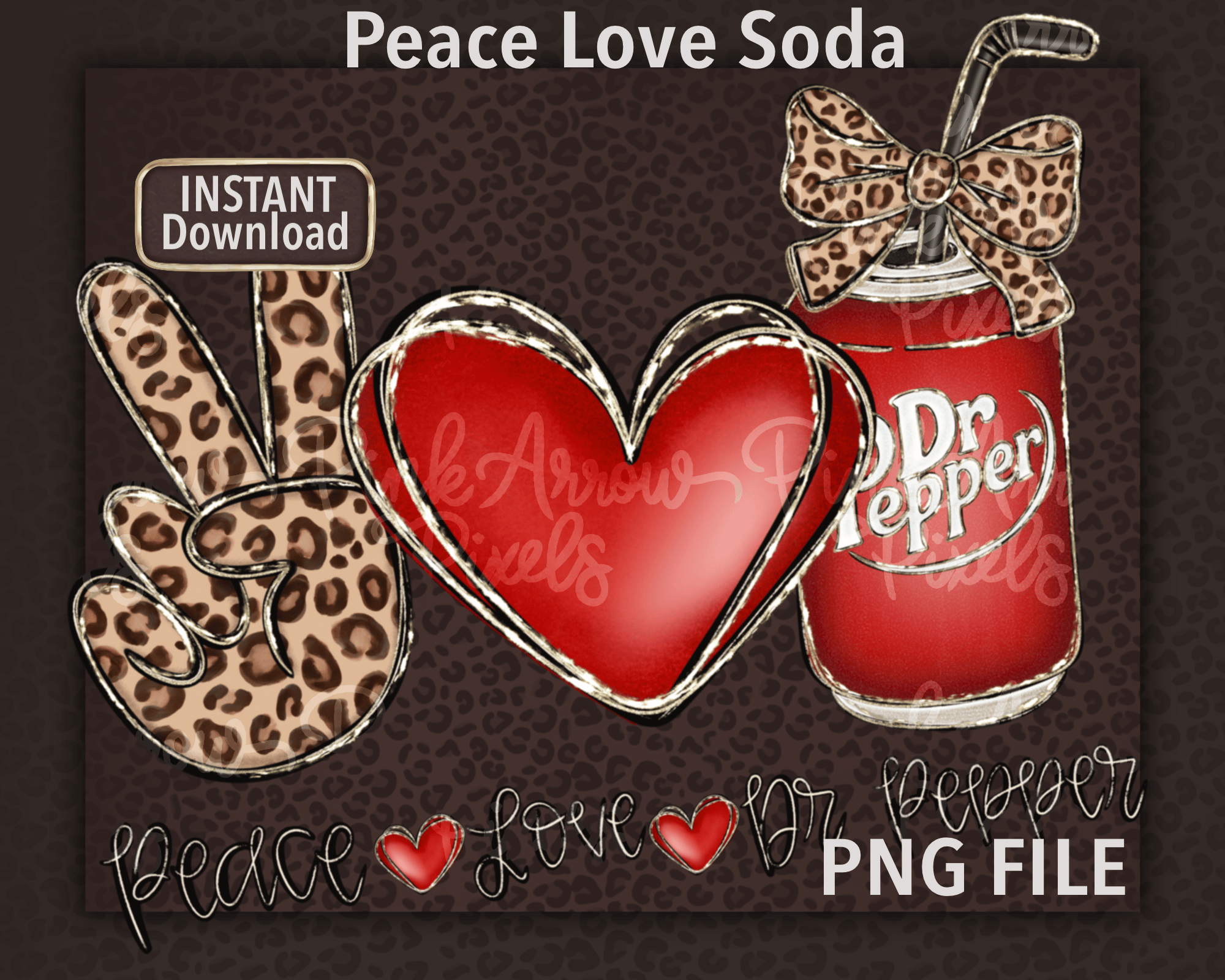 Peace Love Soda PNG – Cute Retro Leopard Design - Payhip