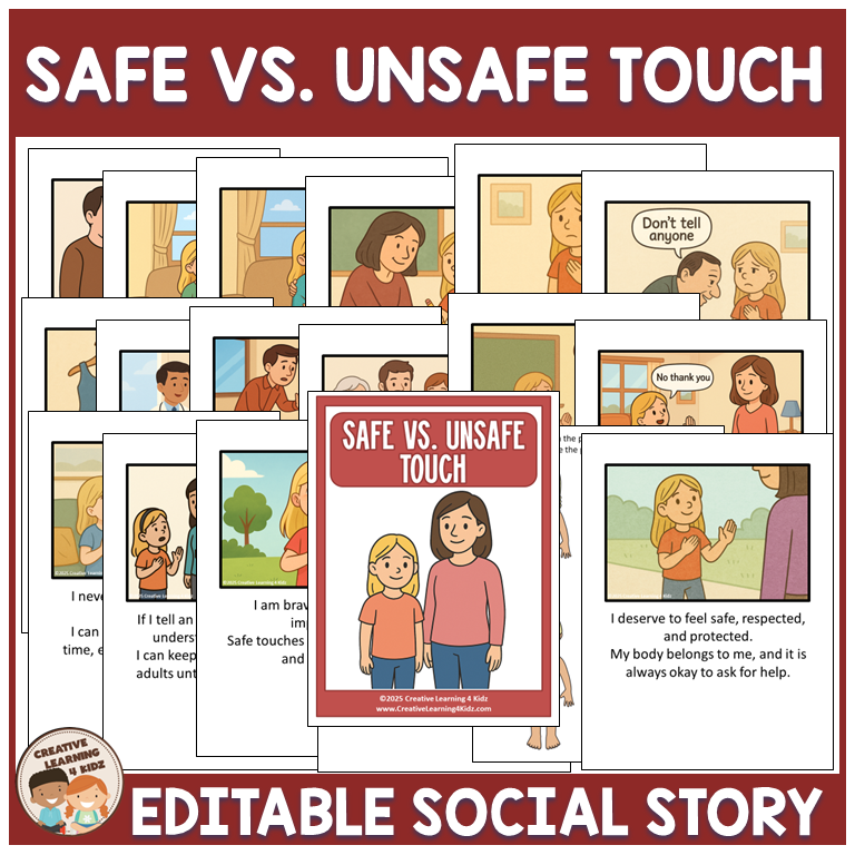 Body Safety Social Story | Safe & Unsafe Touch & Private Parts (Editable)