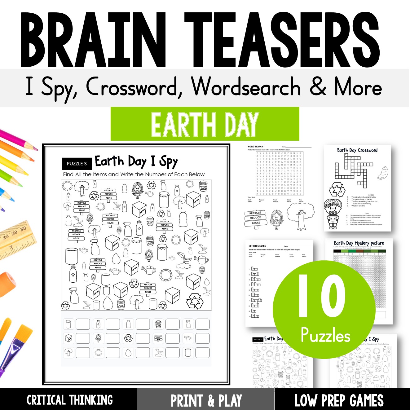 Brain Teasers I Spy Early Finishers Word Games Earth Day - Payhip