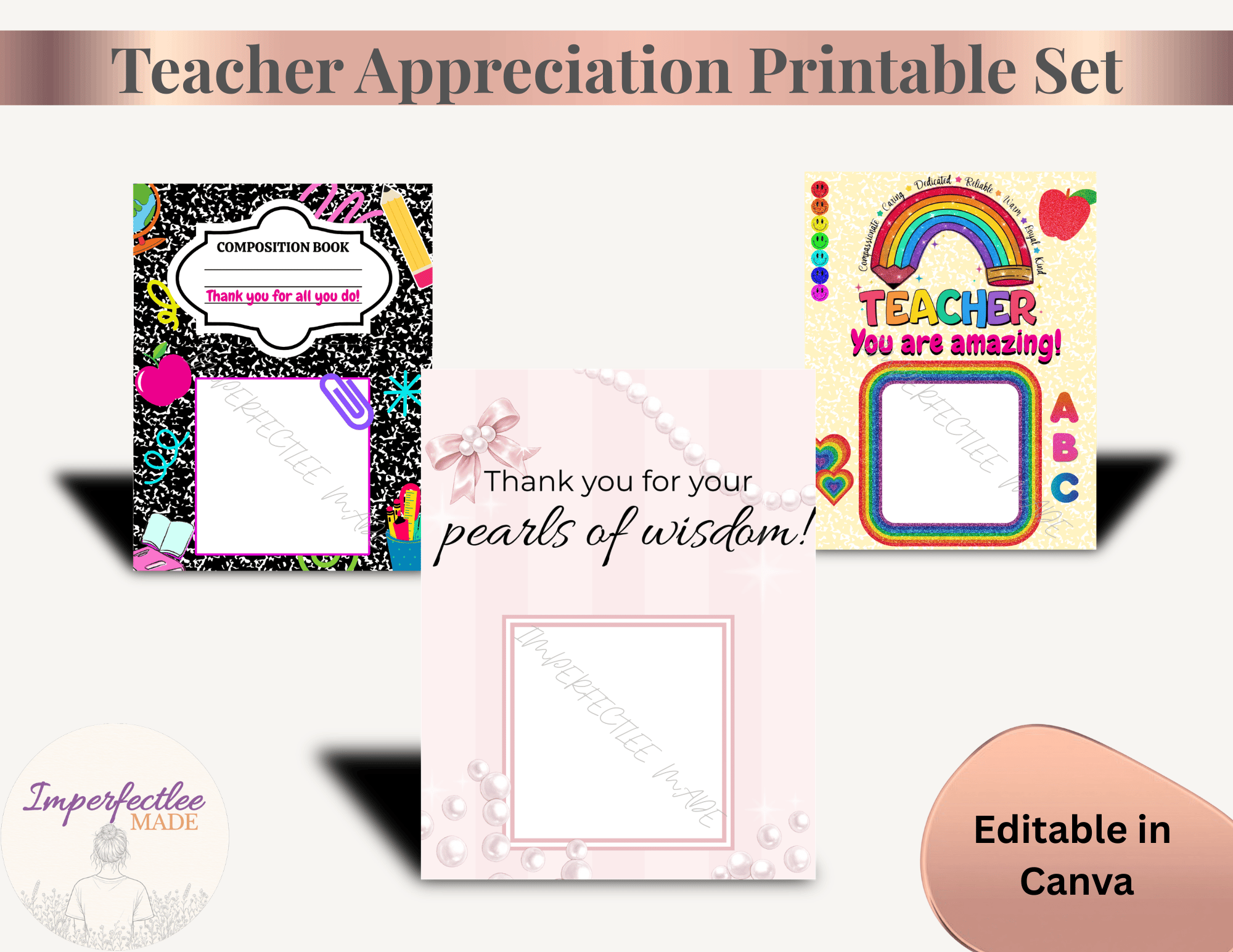 Teacher Appreciation Printable Treat Cards – Editable Canva Templates ...