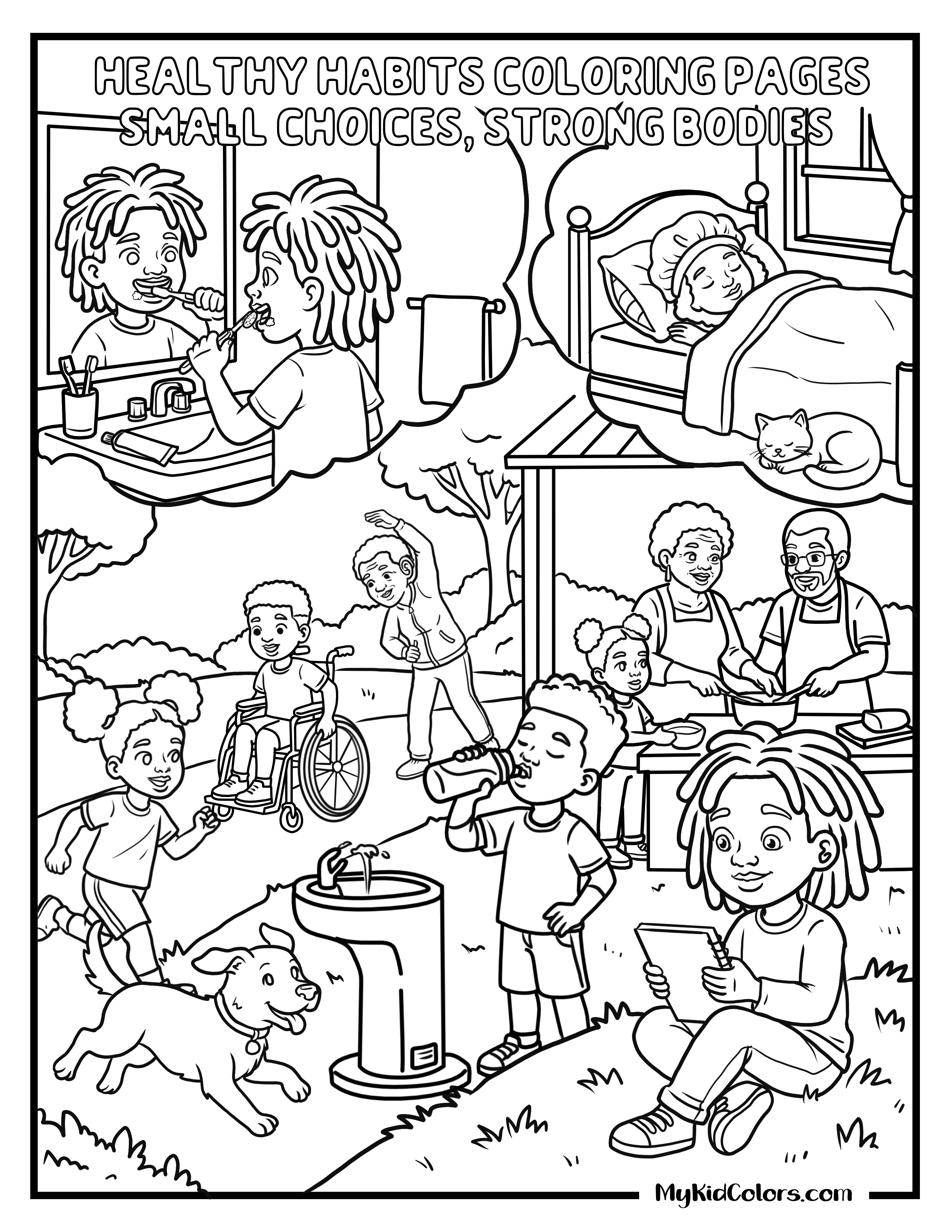 Free Hand-Drawn Inclusive Healthy Habits Coloring Pages for Kids (Human ...