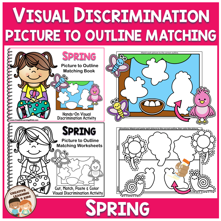 Spring Visual Discrimination | Picture to Outline Matching Fine Motor ...