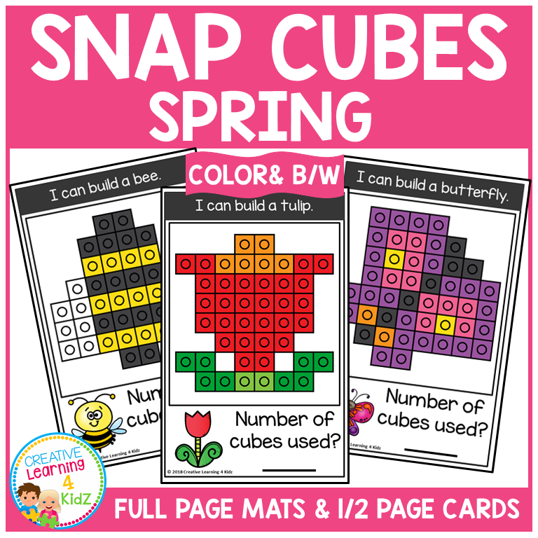 Spring Snap Cube Build & Count Activity Math & Fine Motor Skills STEM