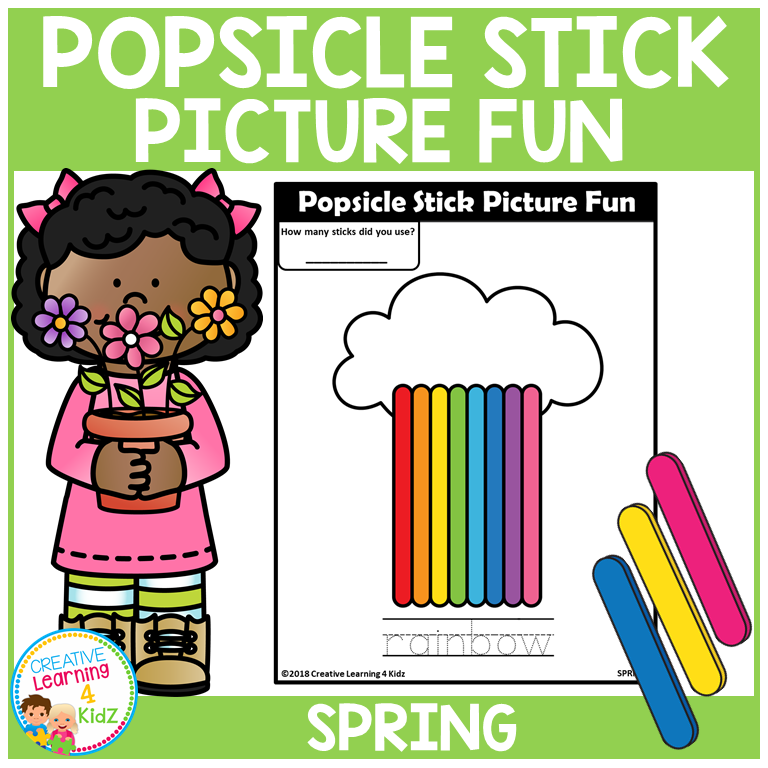 Spring Popsicle Stick Picture Mats | Fine Motor & Tracing | Pre-K ...