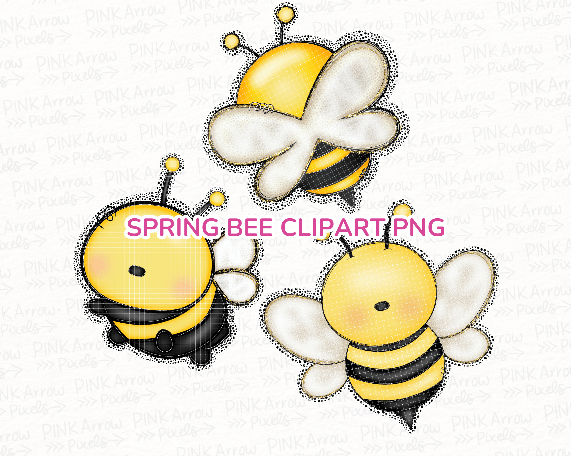 Spring Bee Clipart PNG Bundle – Cute Bumble Bees - Payhip
