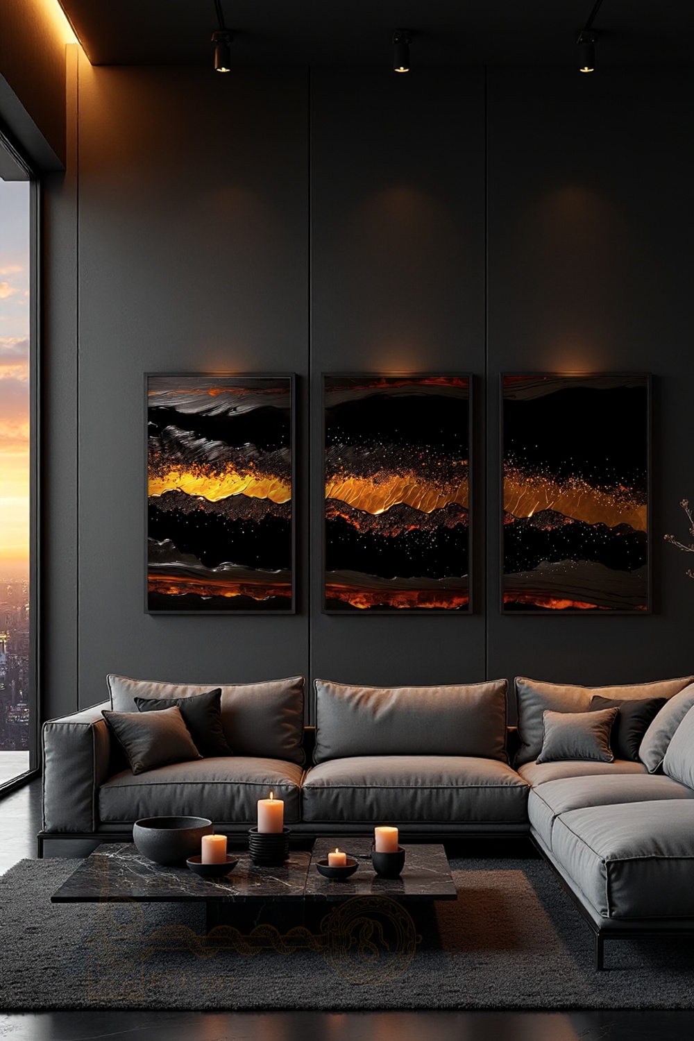 Ethereal Amber Triptych II | Black Gold Digital Print | Mistycal Moody ...