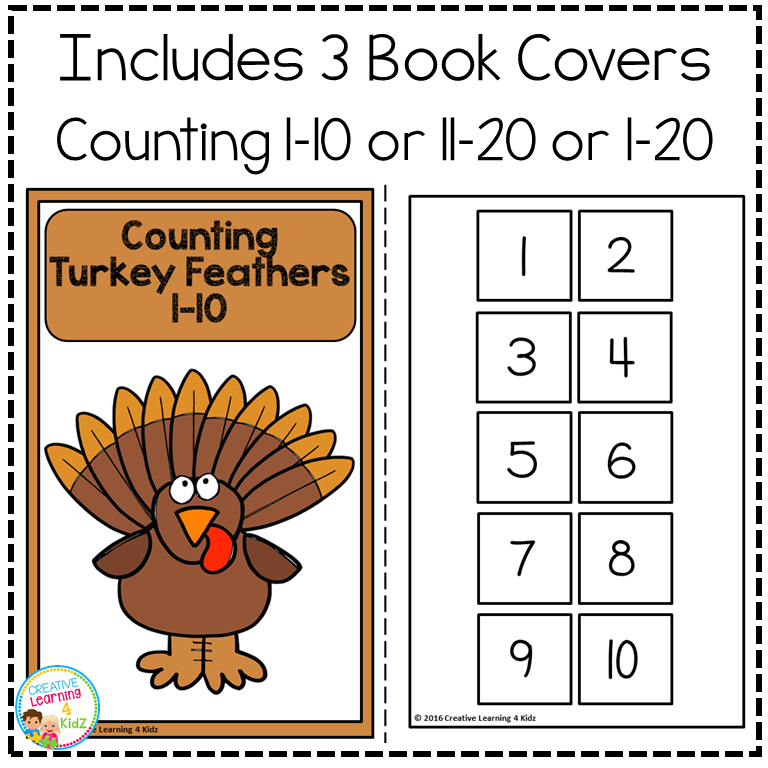 Turkey Feathers Counting Books 1–20 | Interactive Thanksgiving Math ...