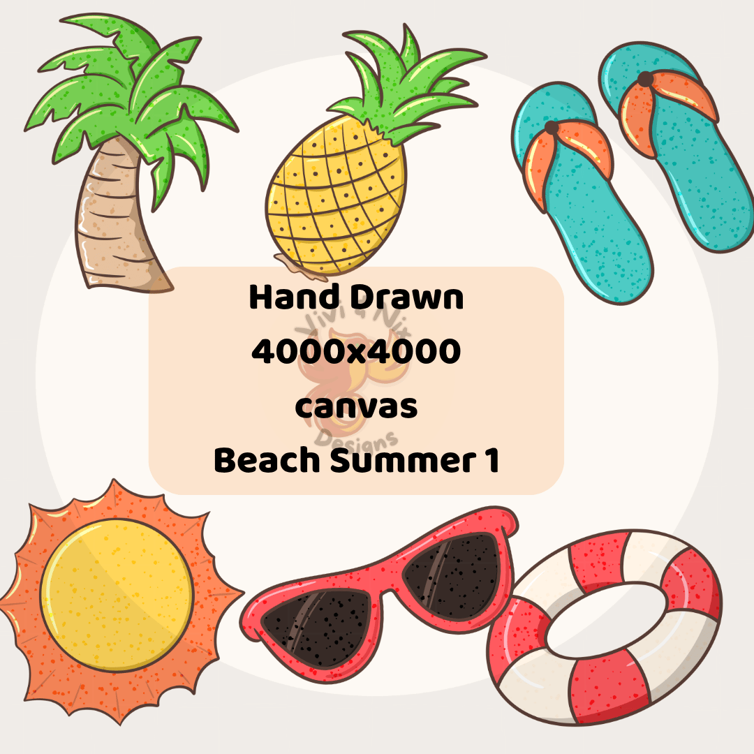 Beach Summer Clipart PNG Set | 24 Hand Drawn Summer Elements ...