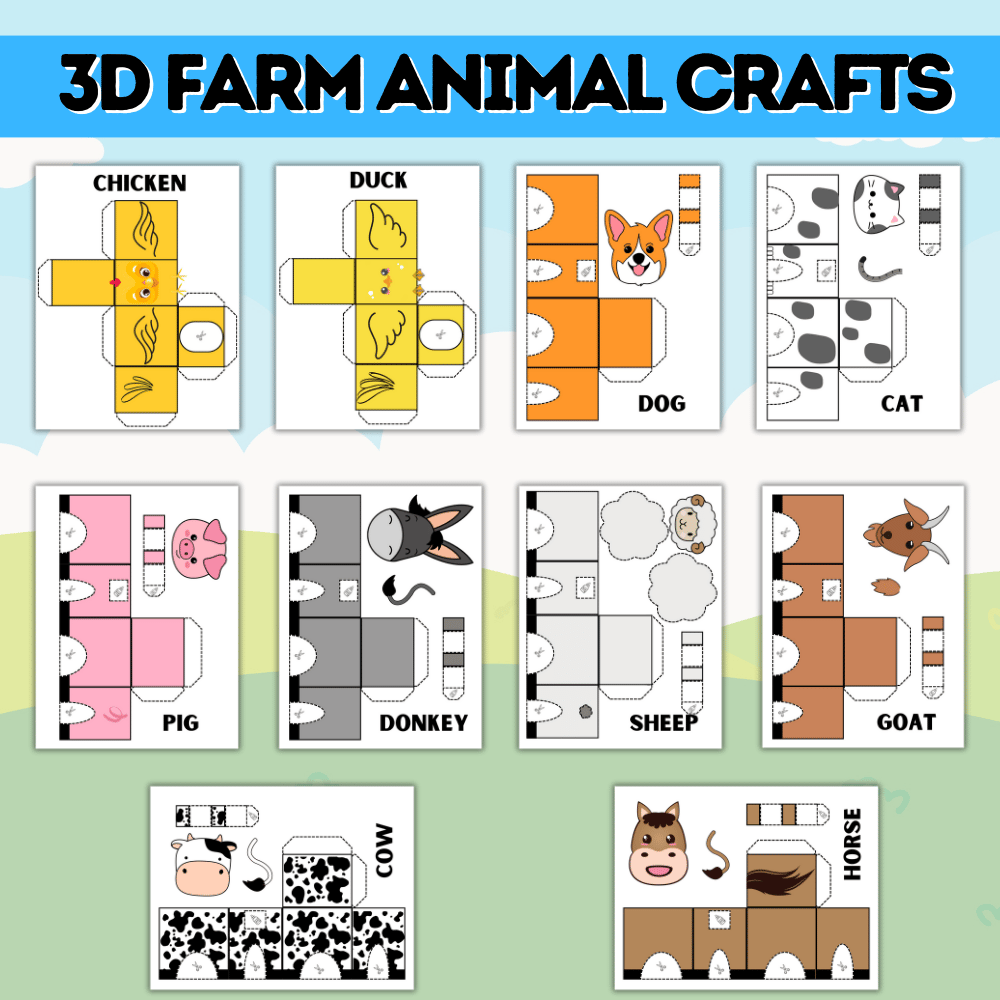 3D Farm Animal Crafts (10 total) - Payhip