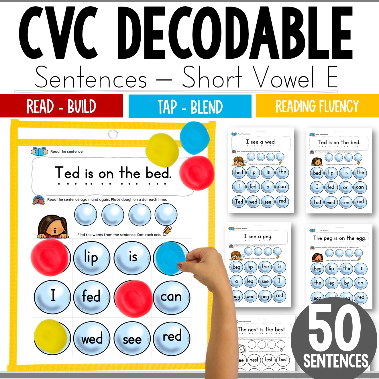 CVC decodable sentences CVC Short E Decodable Sentences | Pop It ...