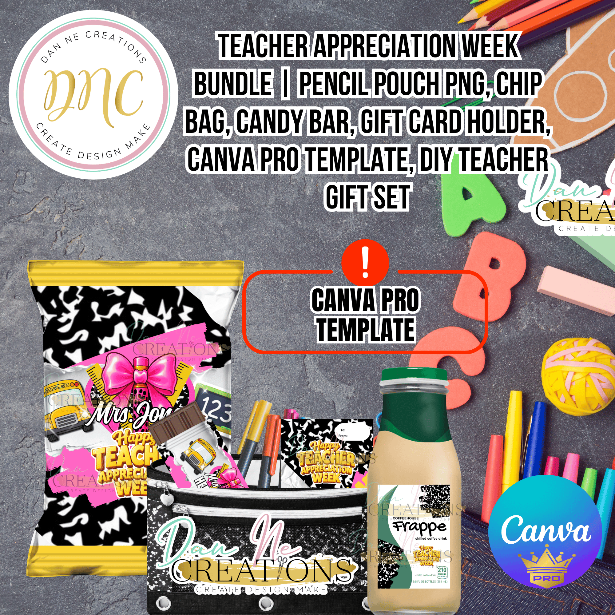 Teacher Appreciation Week Bundle | Pencil Pouch PNG, Chip Bag, Candy ...