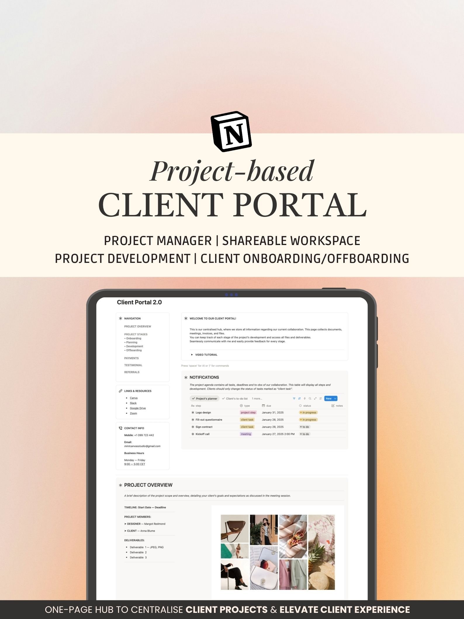 Client Portal and Project Tracker Notion Template Client Onboarding for ...