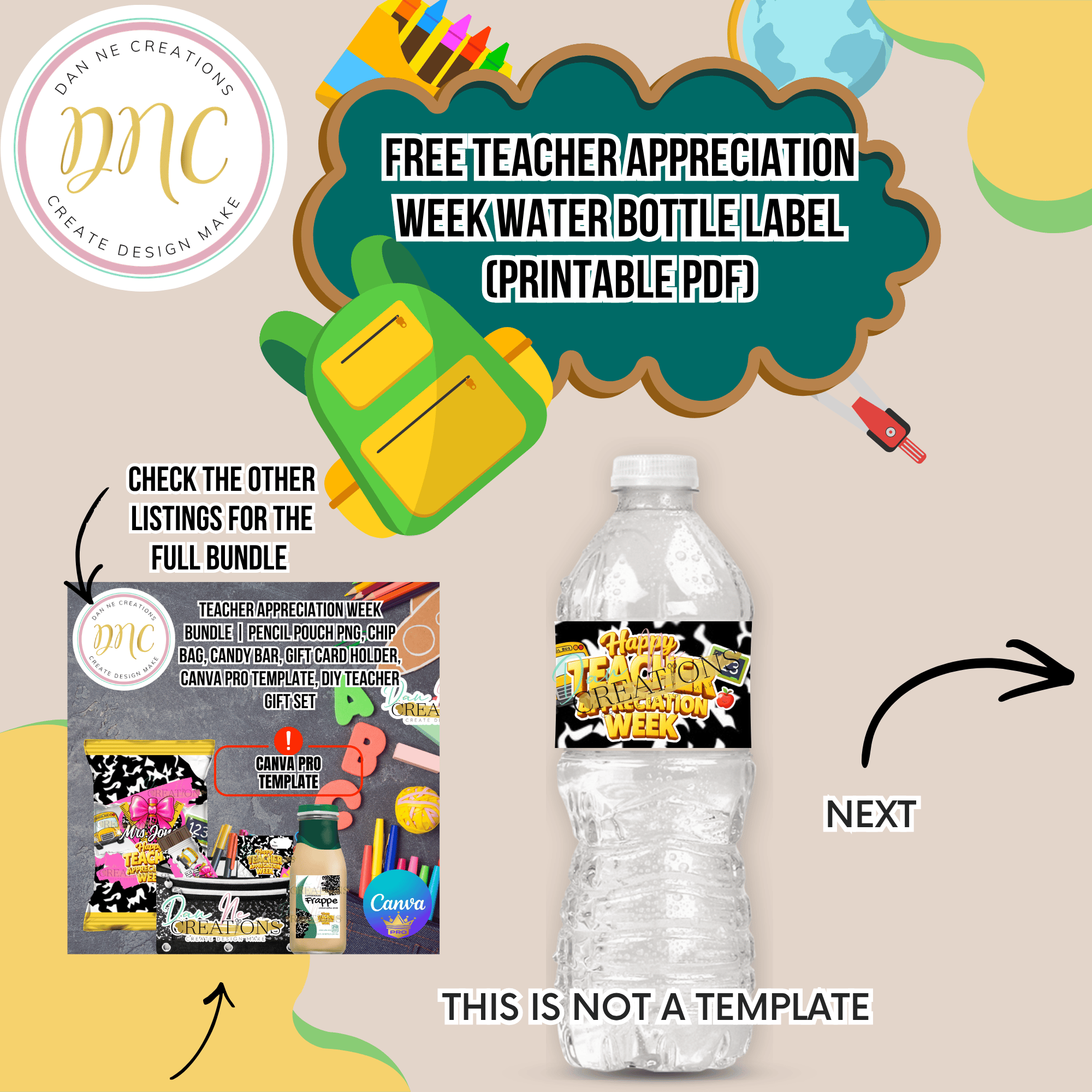FREE Teacher Appreciation Week Water Bottle Label (Printable PDF)