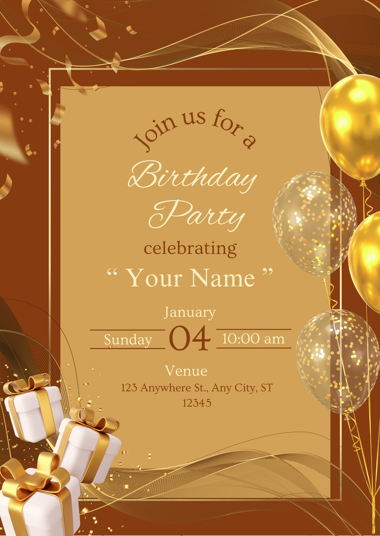 Editable Canva Template for Birthday Party Invitation | Printables ...