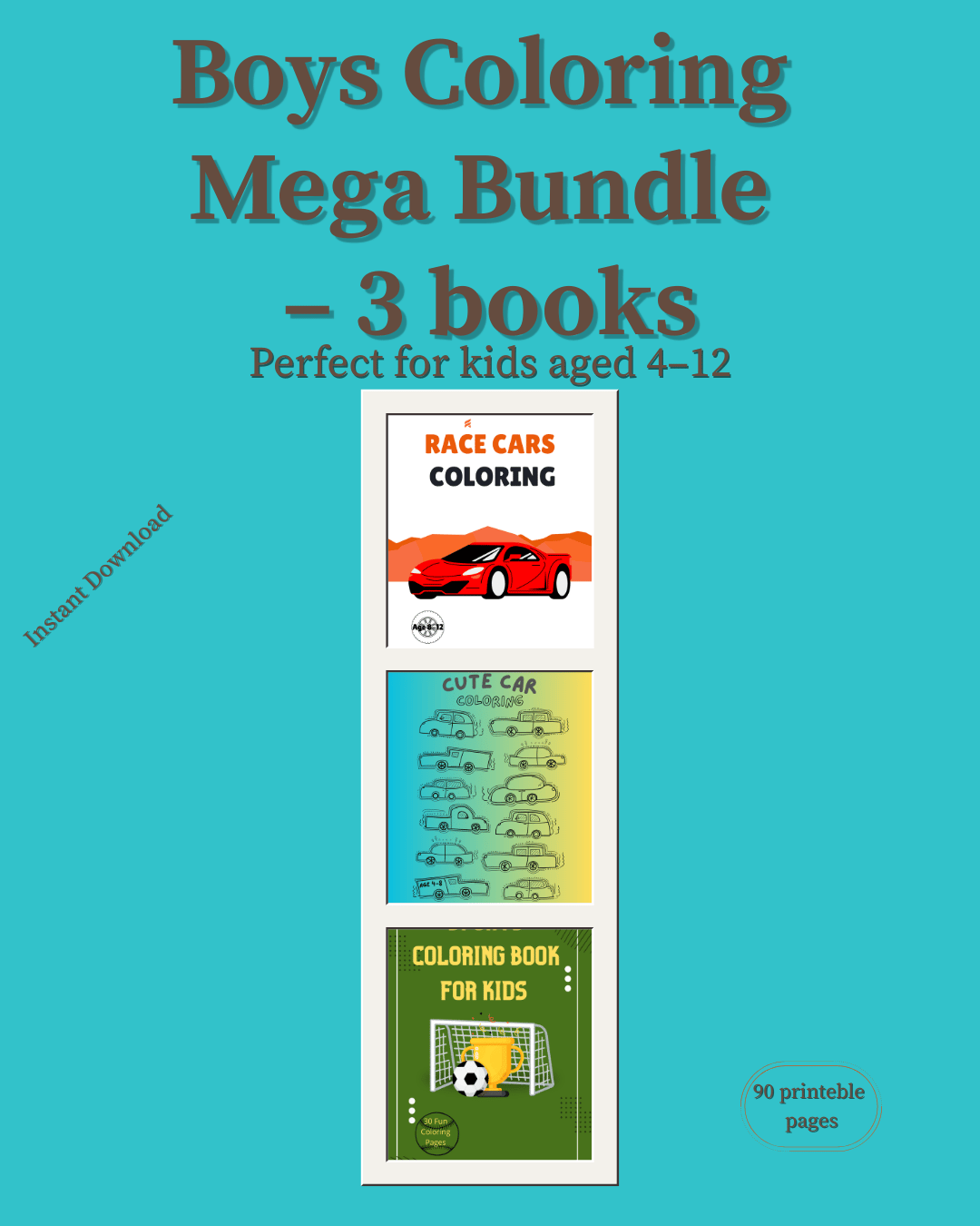 Boys Coloring Mega Bundle – 3 Books (90 Printable Pages) - Payhip