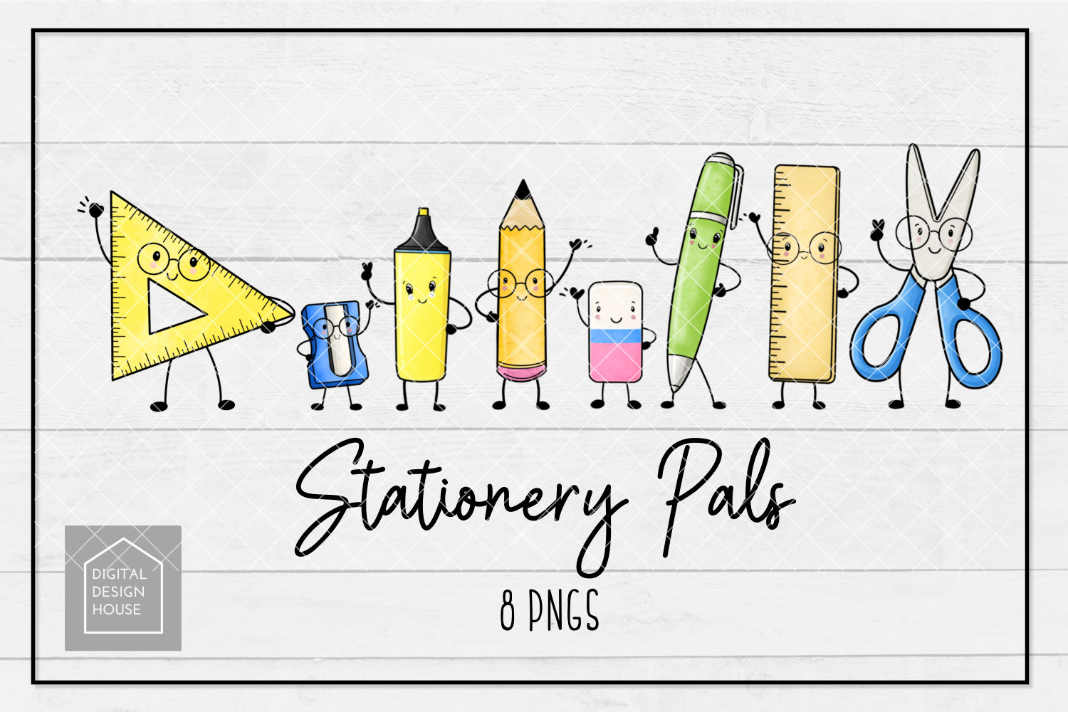 Cute School Clipart Bundle – Stationery Characters PNG – Kawaii School ...