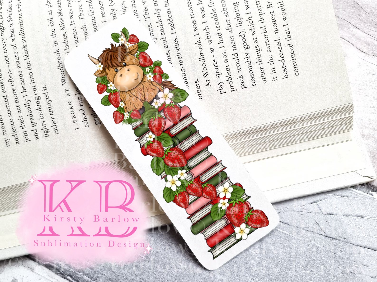 Strawberry highland cow bookmark - Payhip