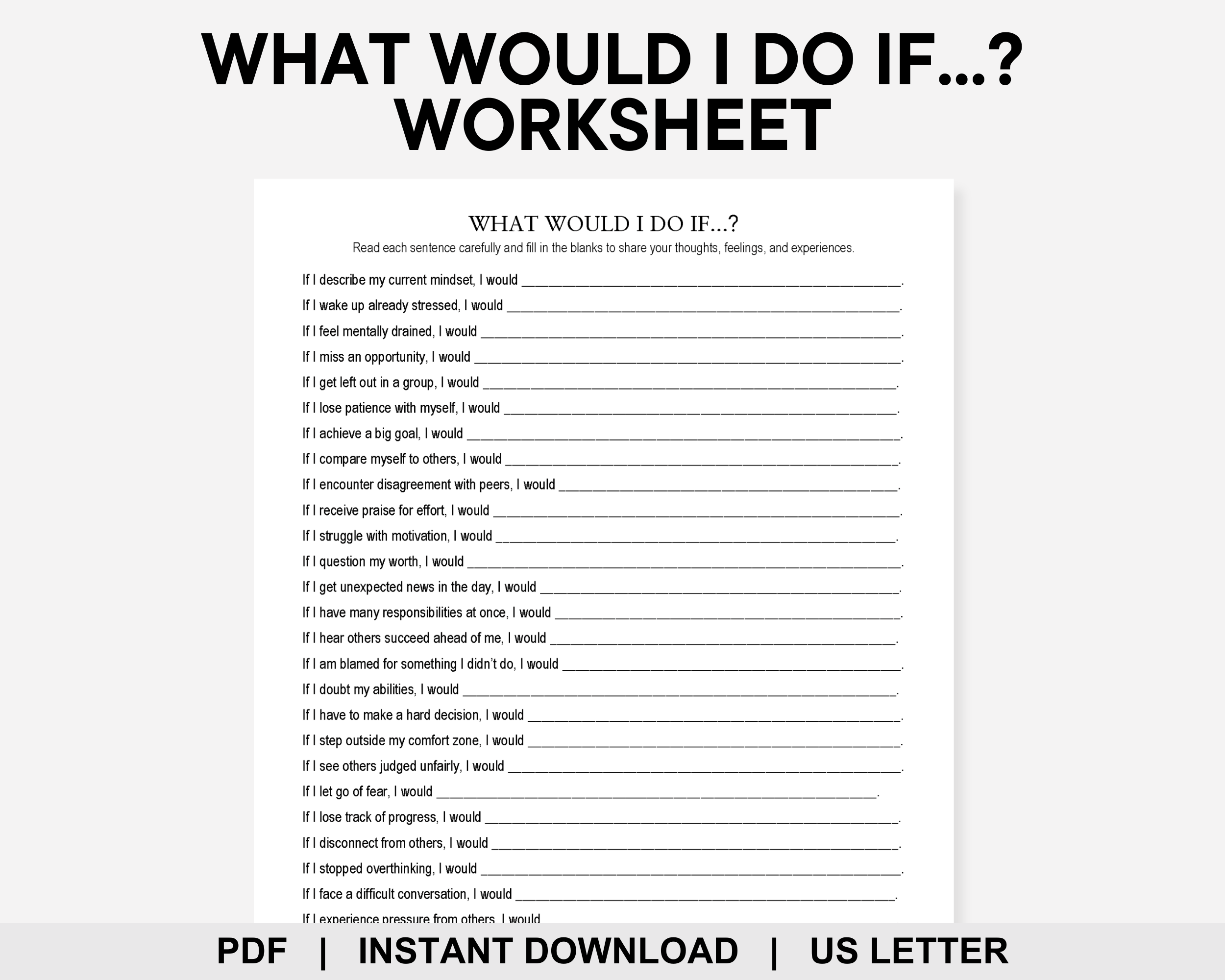 What Would I Do If Worksheet, What Would You Do, What If, Problem ...