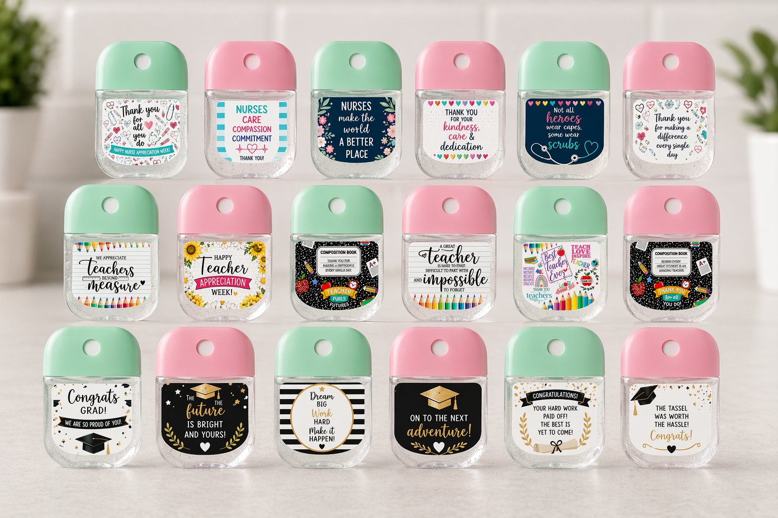 Hand Sanitizer Sticker Bundle – Nurse, Teacher & Graduation ...