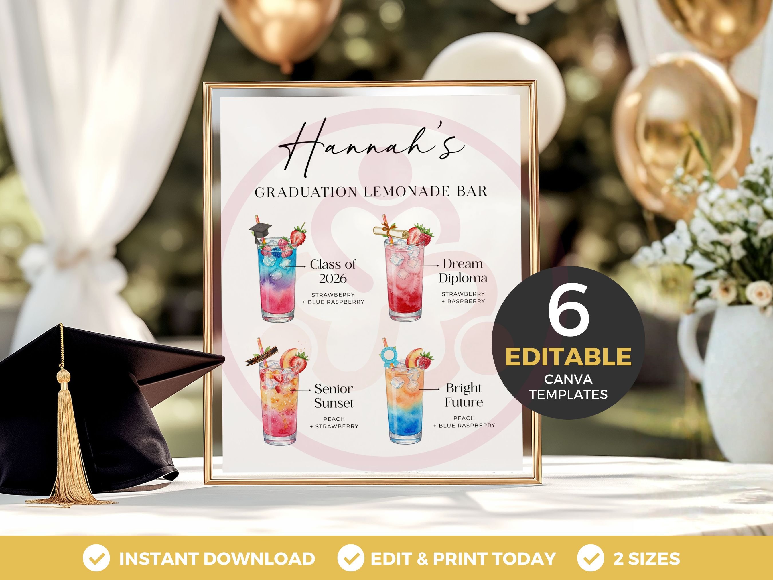 Editable Lemonade Bar Sign (4-Syrup Combination) - Payhip