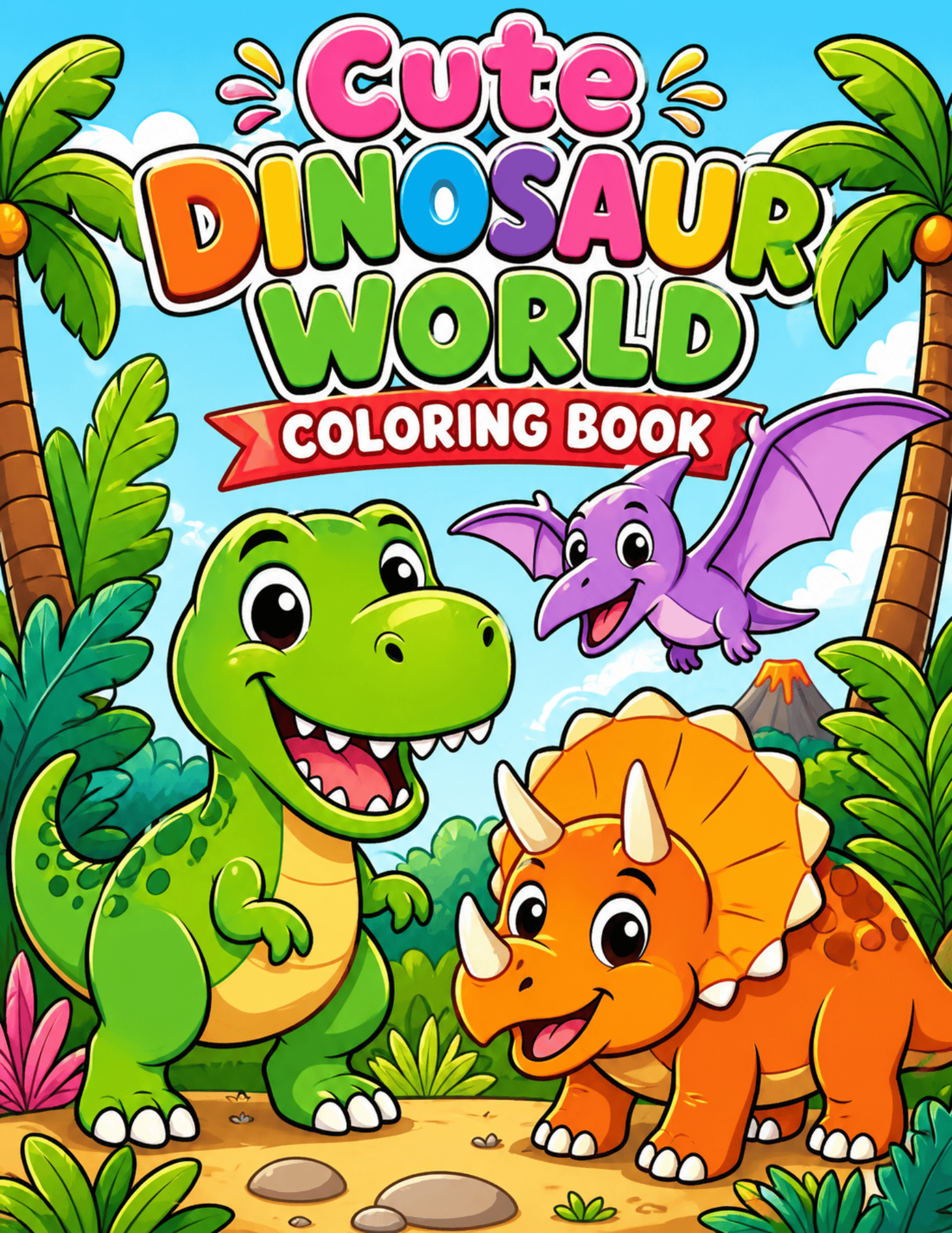 🦖 Cute Dinosaur World Coloring Book – Fun & Easy for Kids! 🦖 - Payhip
