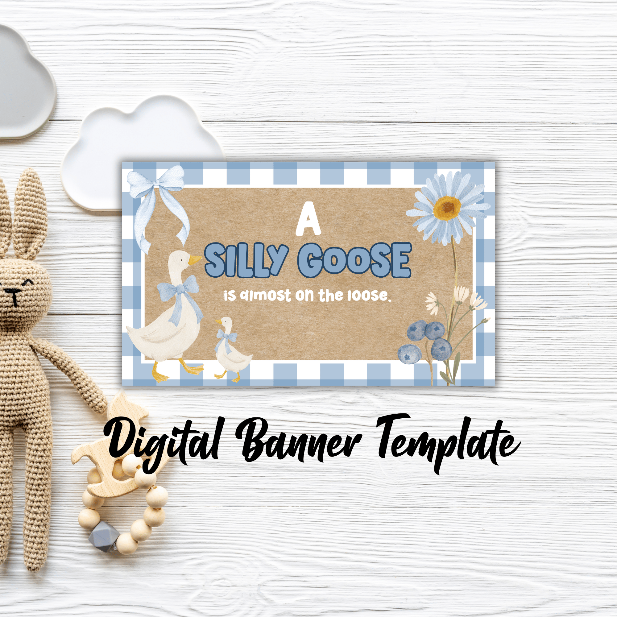 Banner Template Silly Goose Almost on the Loose Baby Shower Banner ...