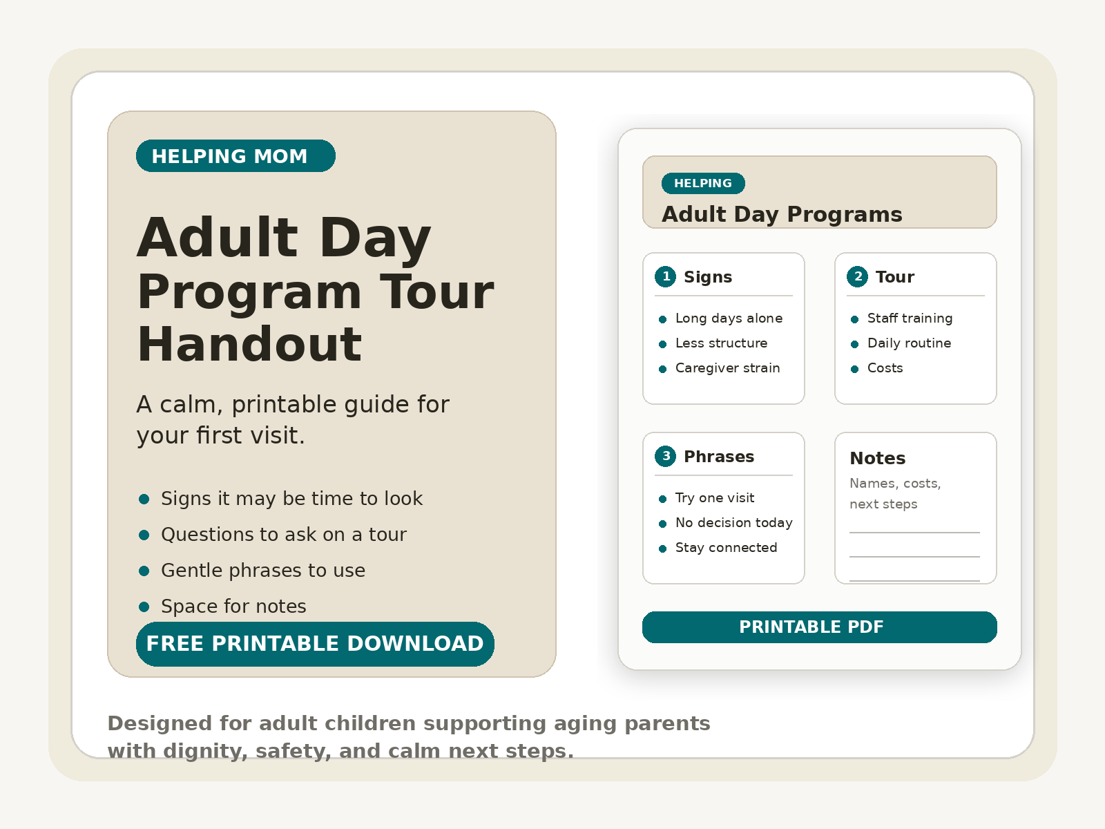 Adult Day Program Tour Handout (free) - Payhip
