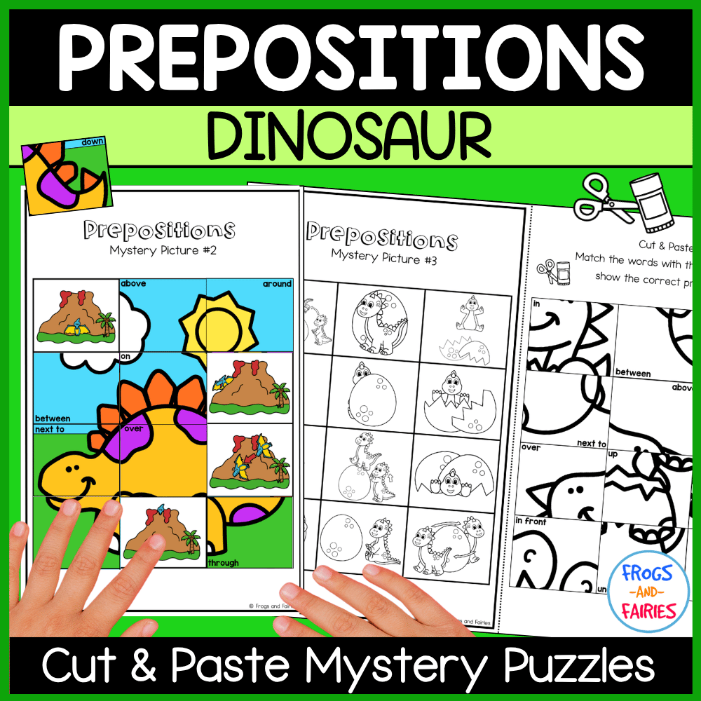 Dinosaur Preposition Puzzles for Kindergarten & 1st Grade: Fun Cut and ...