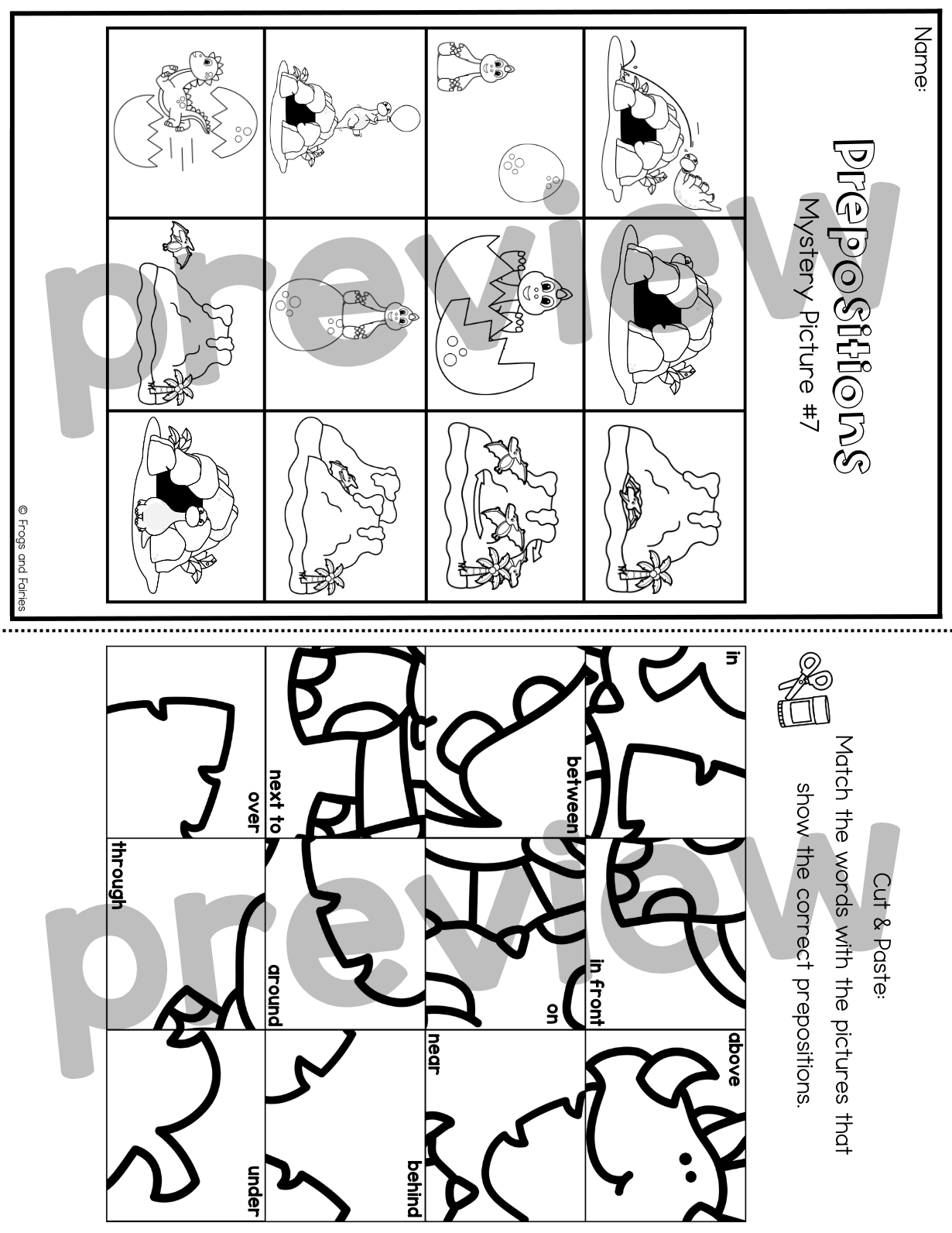 Dinosaur Preposition Puzzles for Kindergarten & 1st Grade: Fun Cut and ...