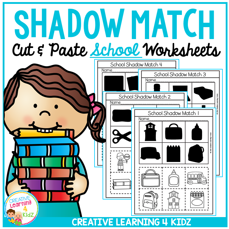 School Shadow Matching Cut & Paste Worksheets Visual Discrimination for ...
