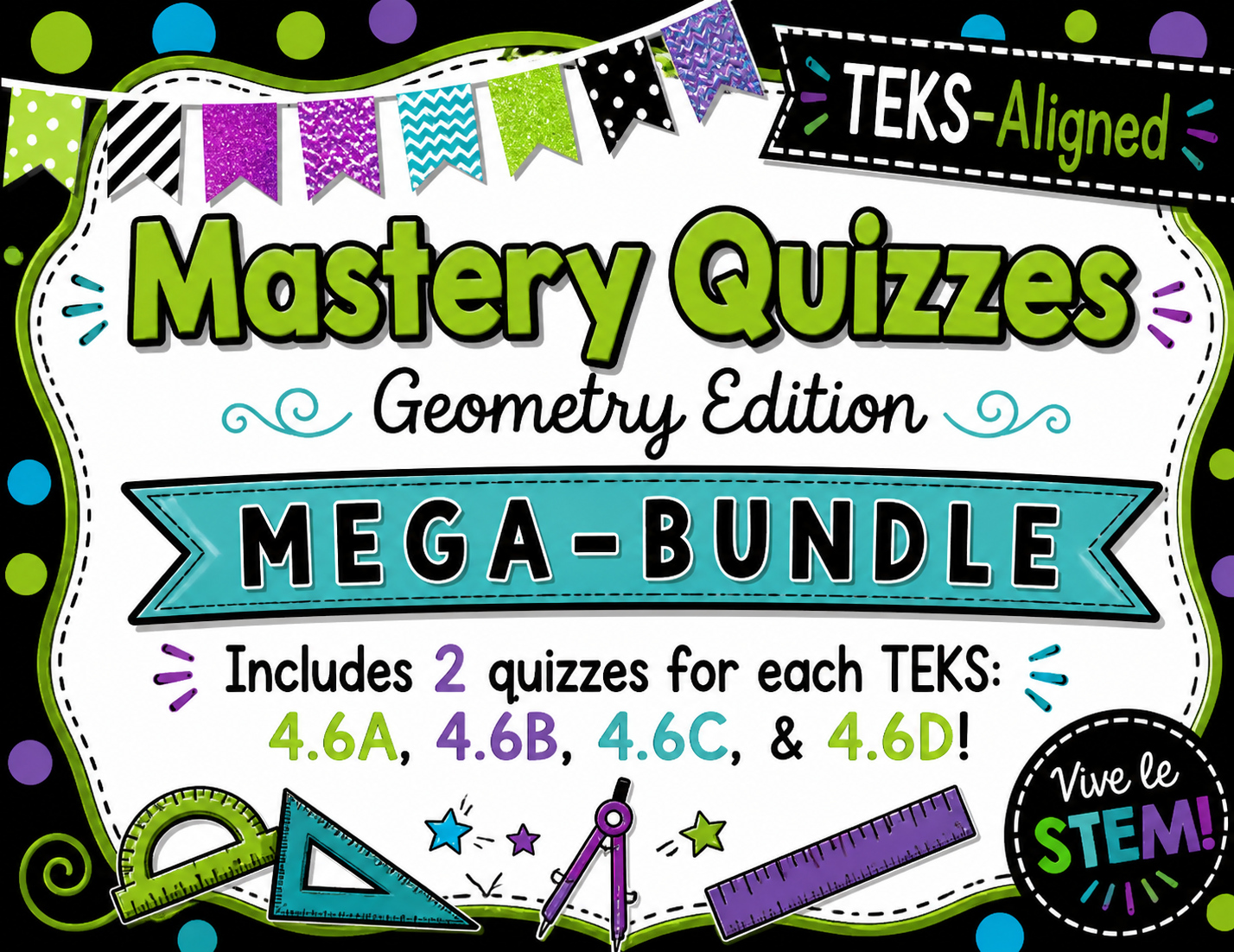Geometry TEKS Mastery Quiz Computation BUNDLE! - TEKS 4.6A, 4.6B, 4.6C ...