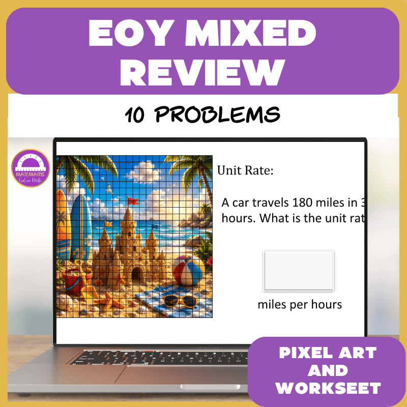 FREE 6th Grade Math Spiral Review Pixel Art | End of Year Math Review ...