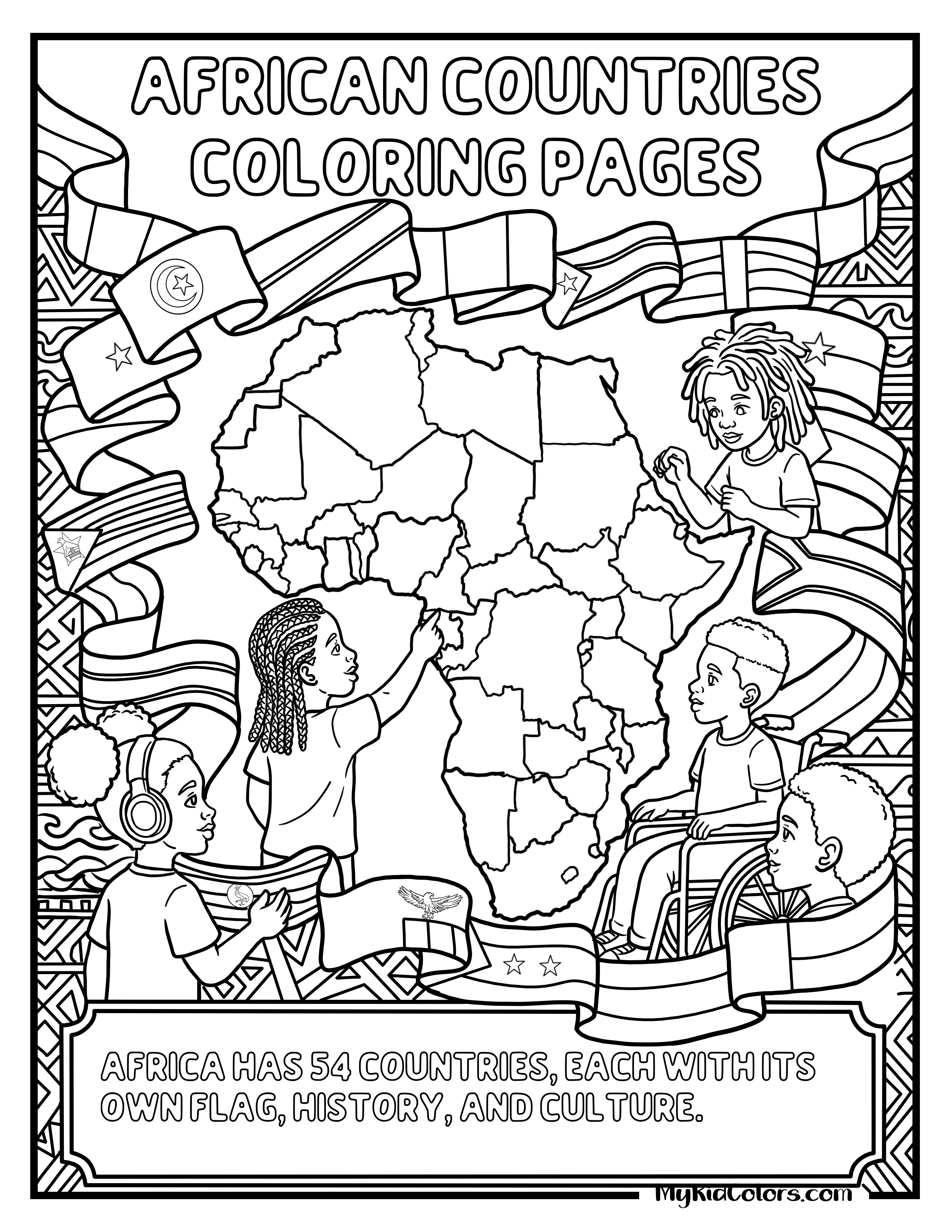 Free Hand-Drawn Inclusive African Flags Coloring Pages for Kids ...