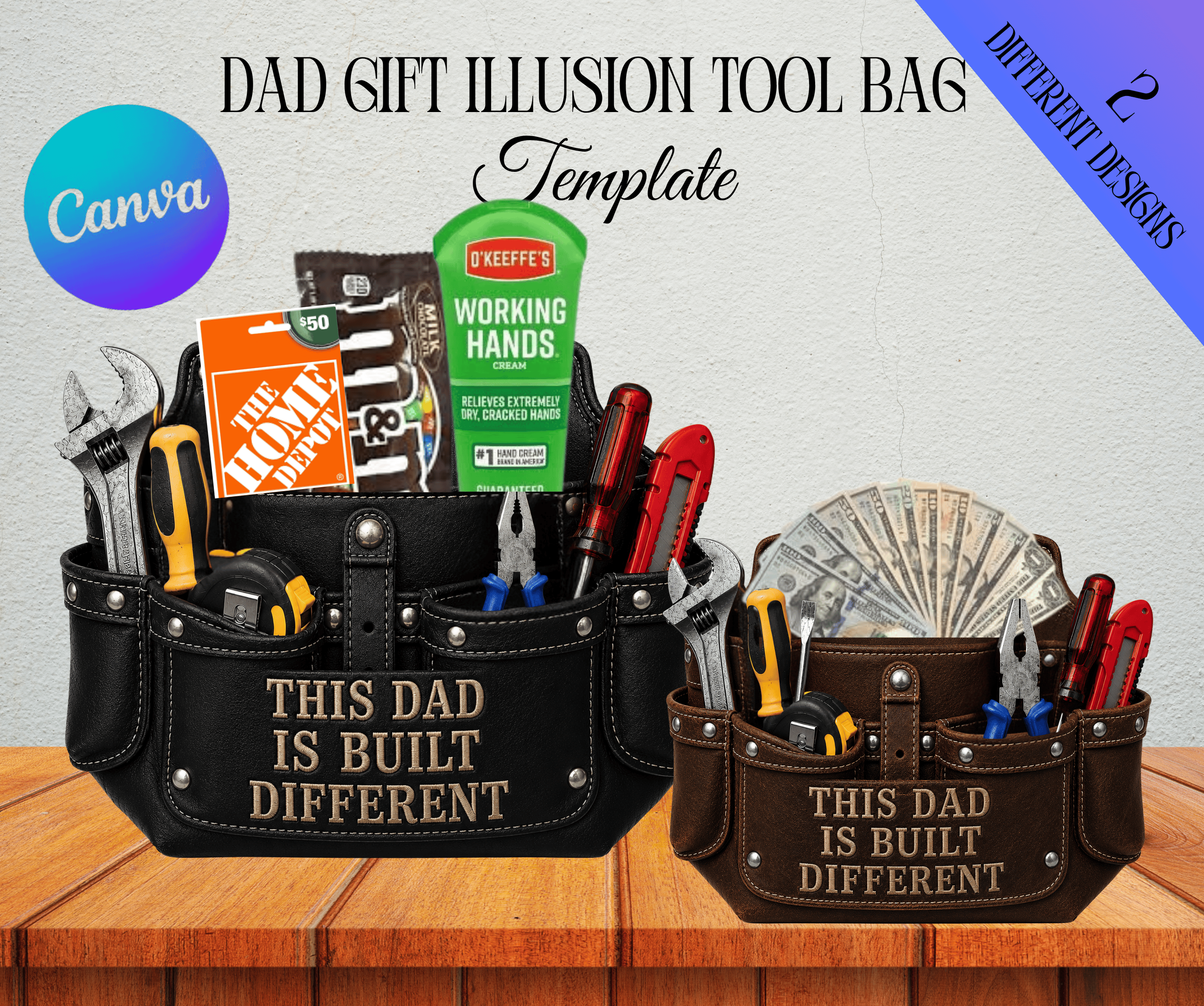 Dad Tool Bag Illusion Gift Template Canva | DIY Father’s Day Gift ...