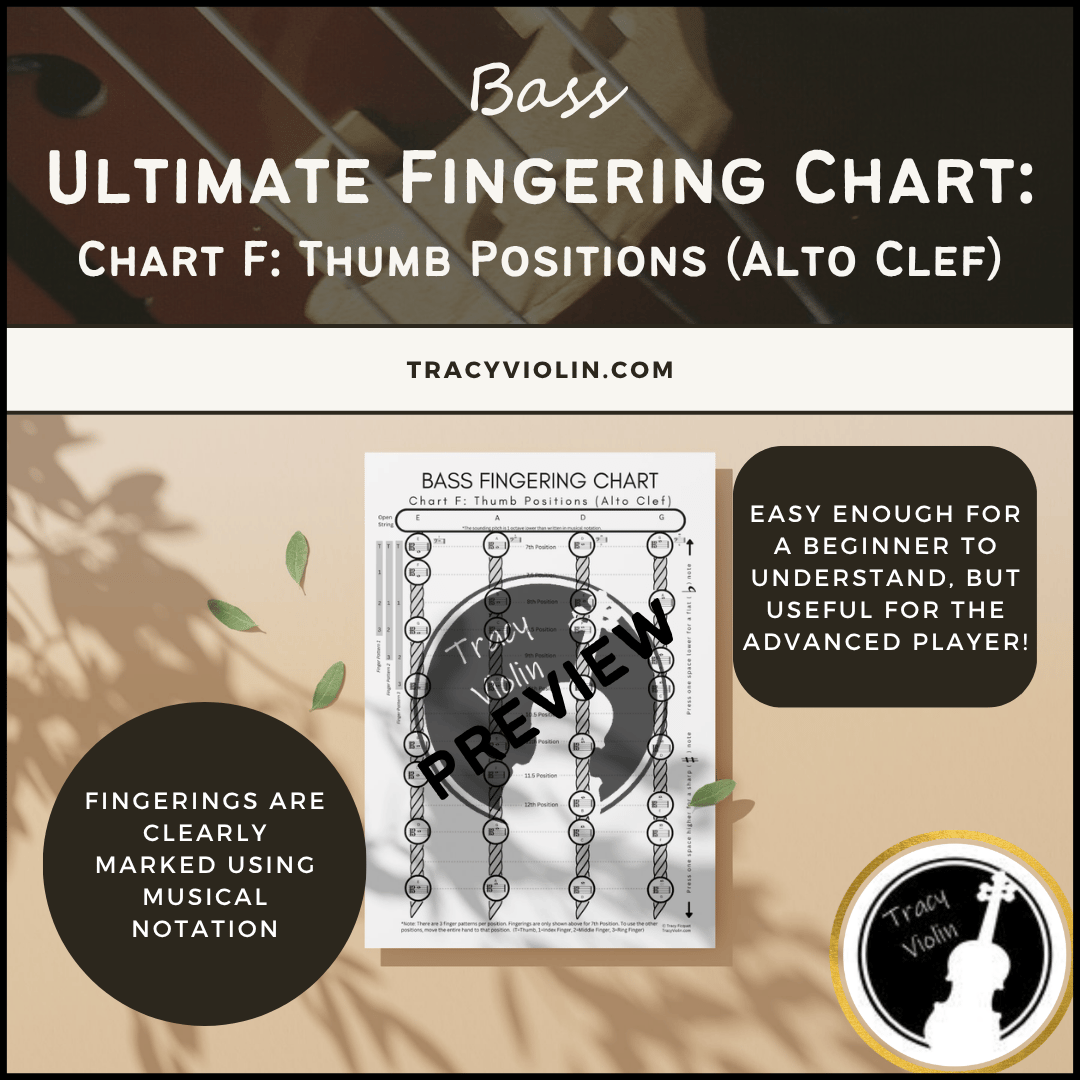 Ultimate Bass Fingering Chart - Chart F: Thumb Positions - Alto Clef