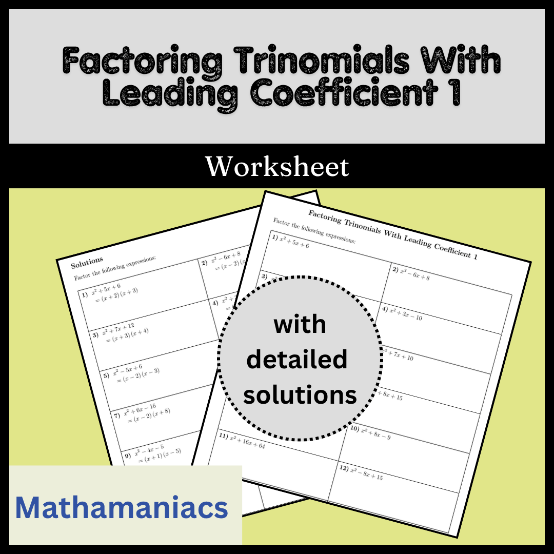 Mathamaniacs - Algebra Worksheets