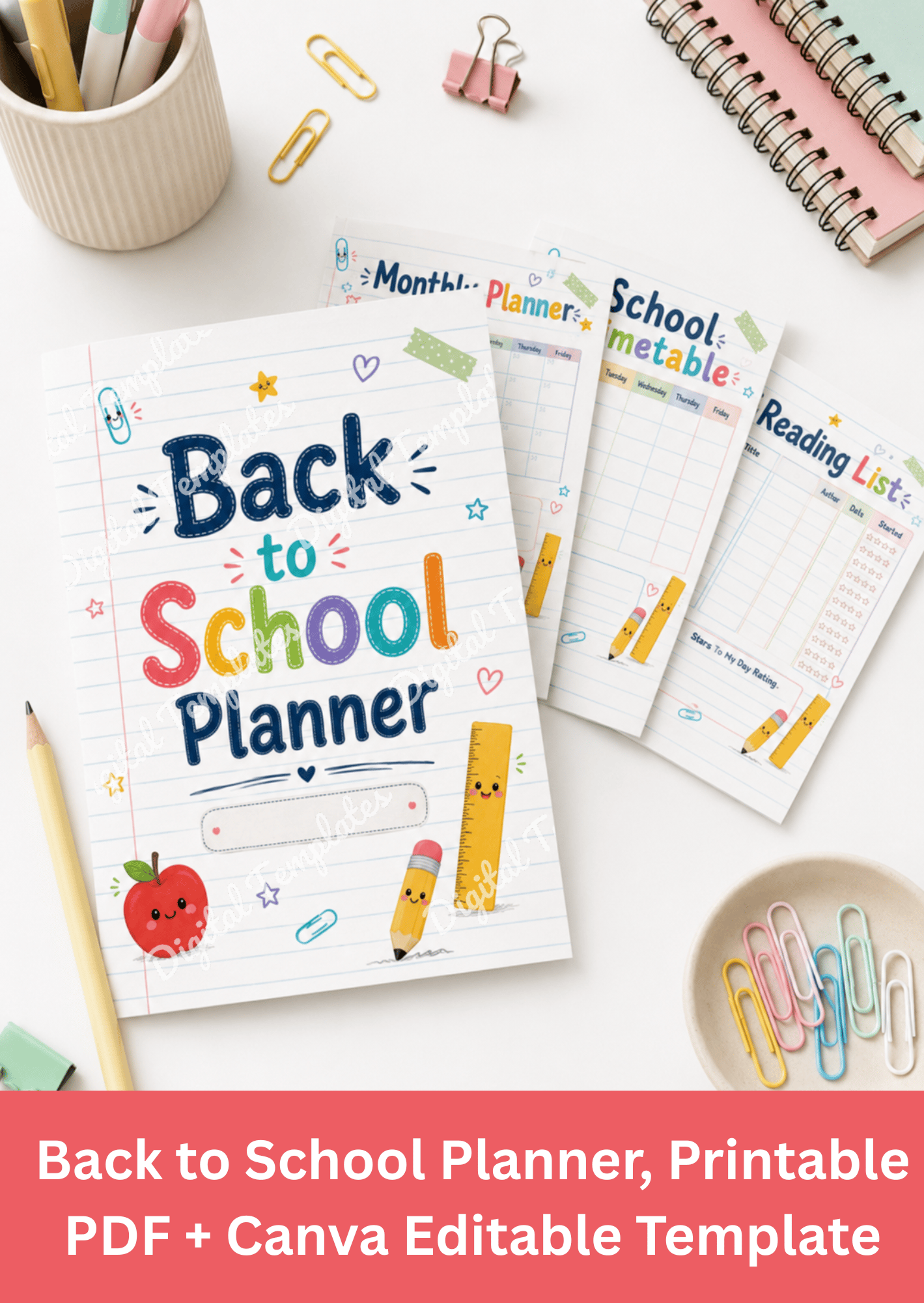 Back to School Planner & Timetable Template-Printable PDF & Editable ...