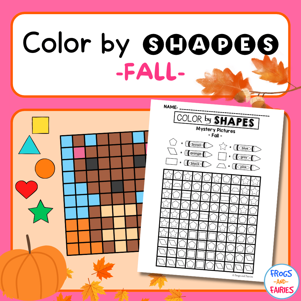 Fall 2D Shapes Color by Code Mystery Pictures | No-Prep Coloring Activity