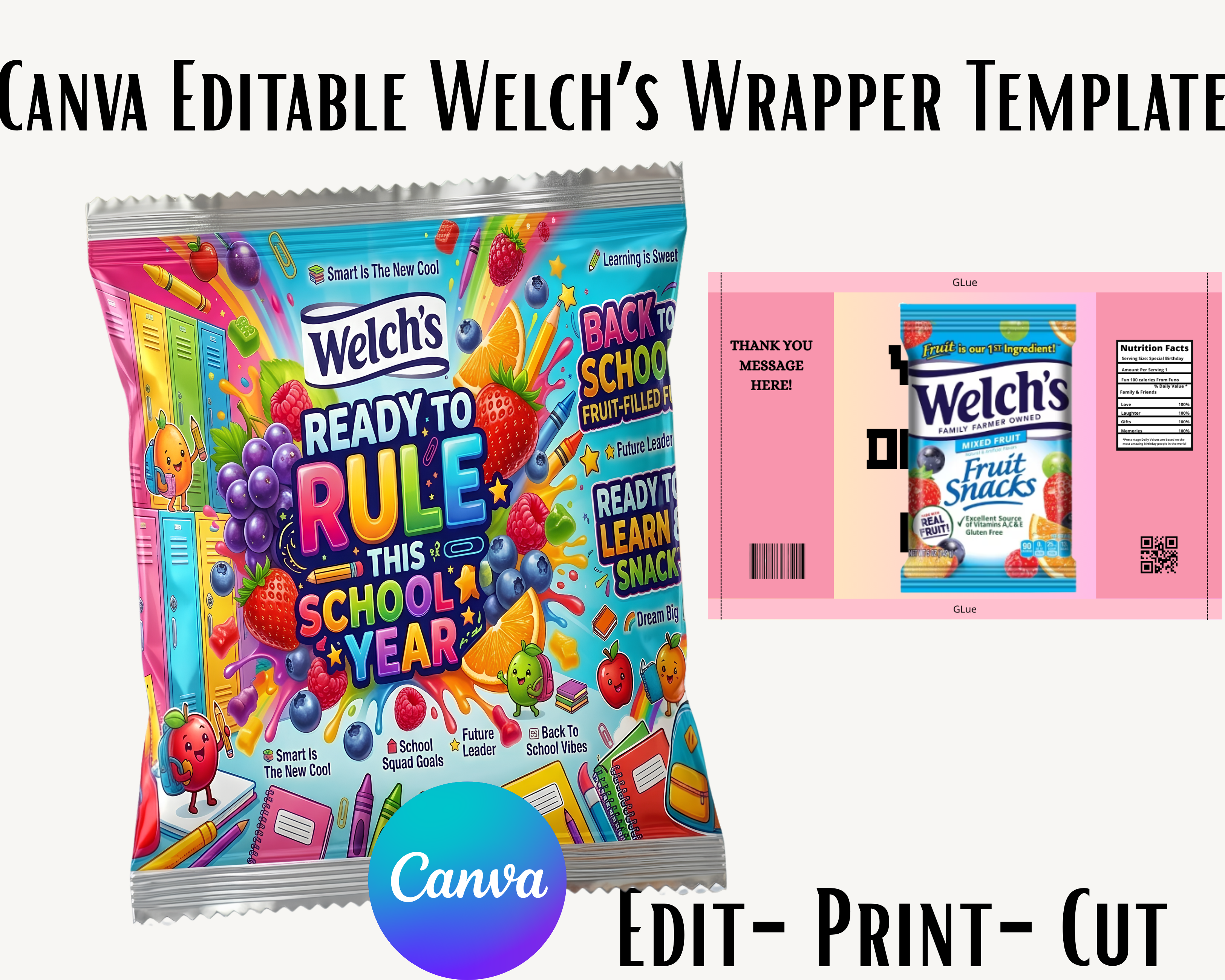 Welch's Fruit Snack Wrapper Canva Template - Payhip
