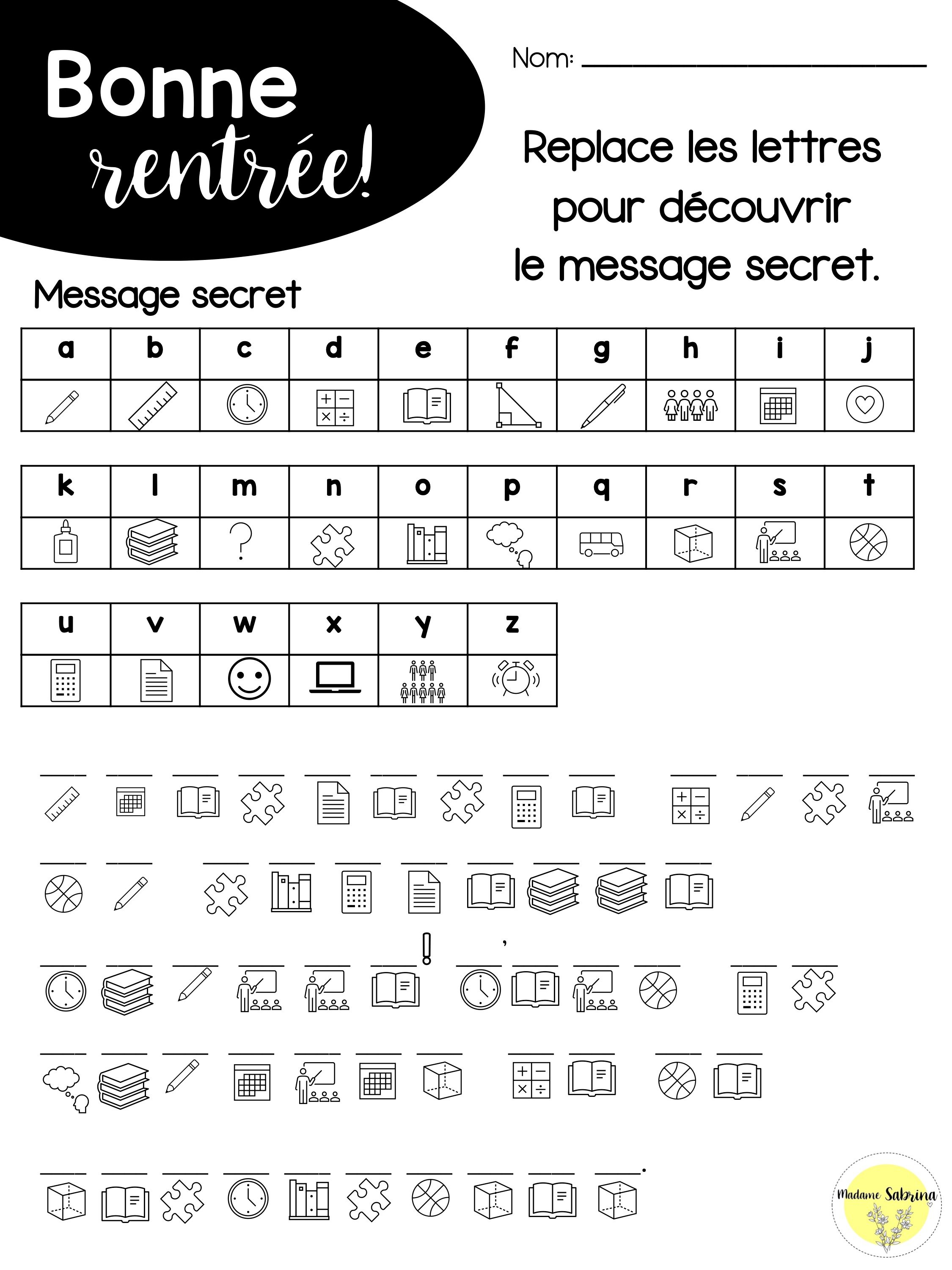 Message secret rentrée scolaire - Payhip